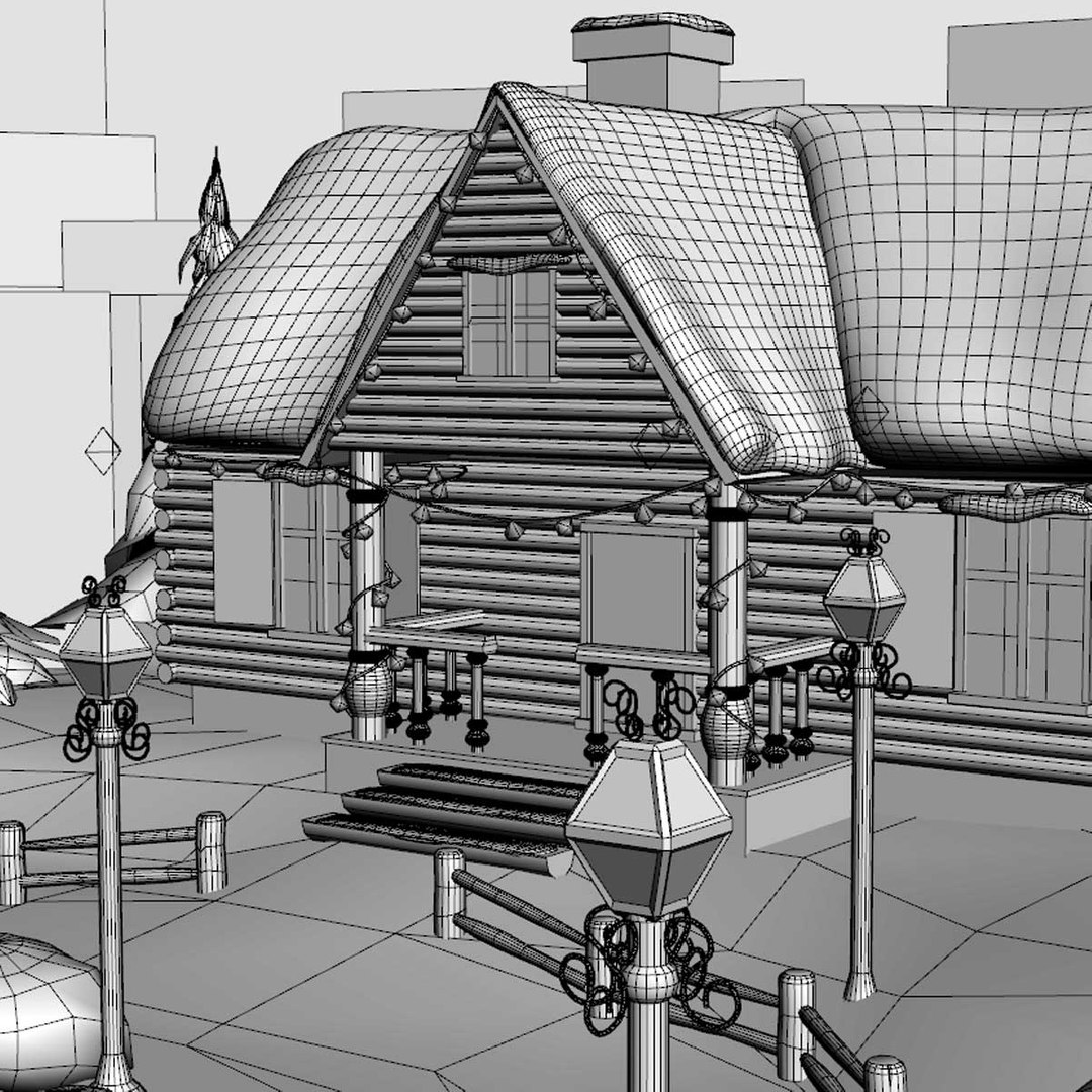 3d Complete Scene Christmas House Model