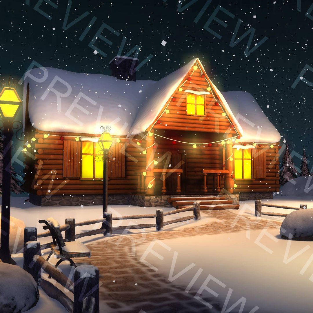 3d Complete Scene Christmas House Model