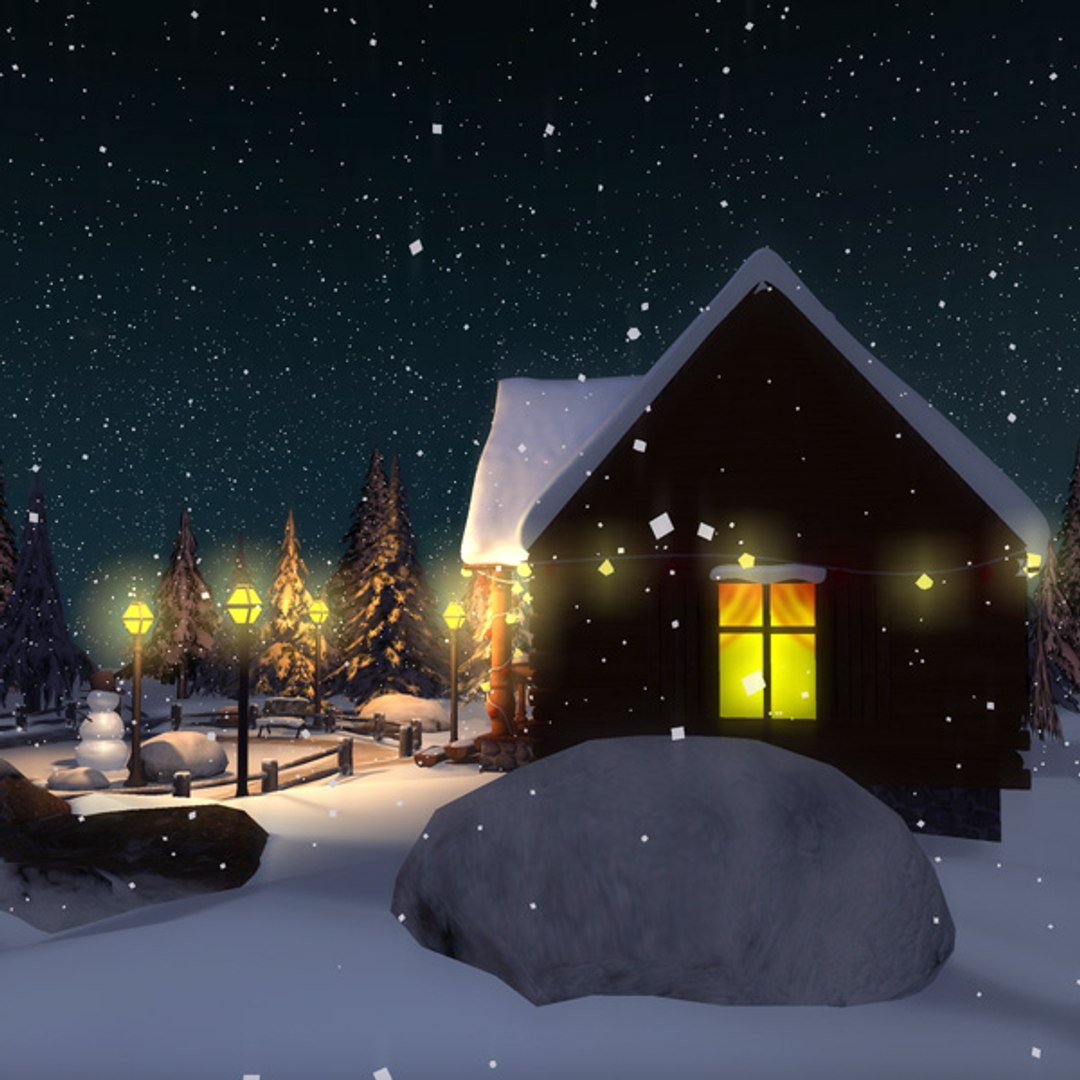 3d Complete Scene Christmas House Model