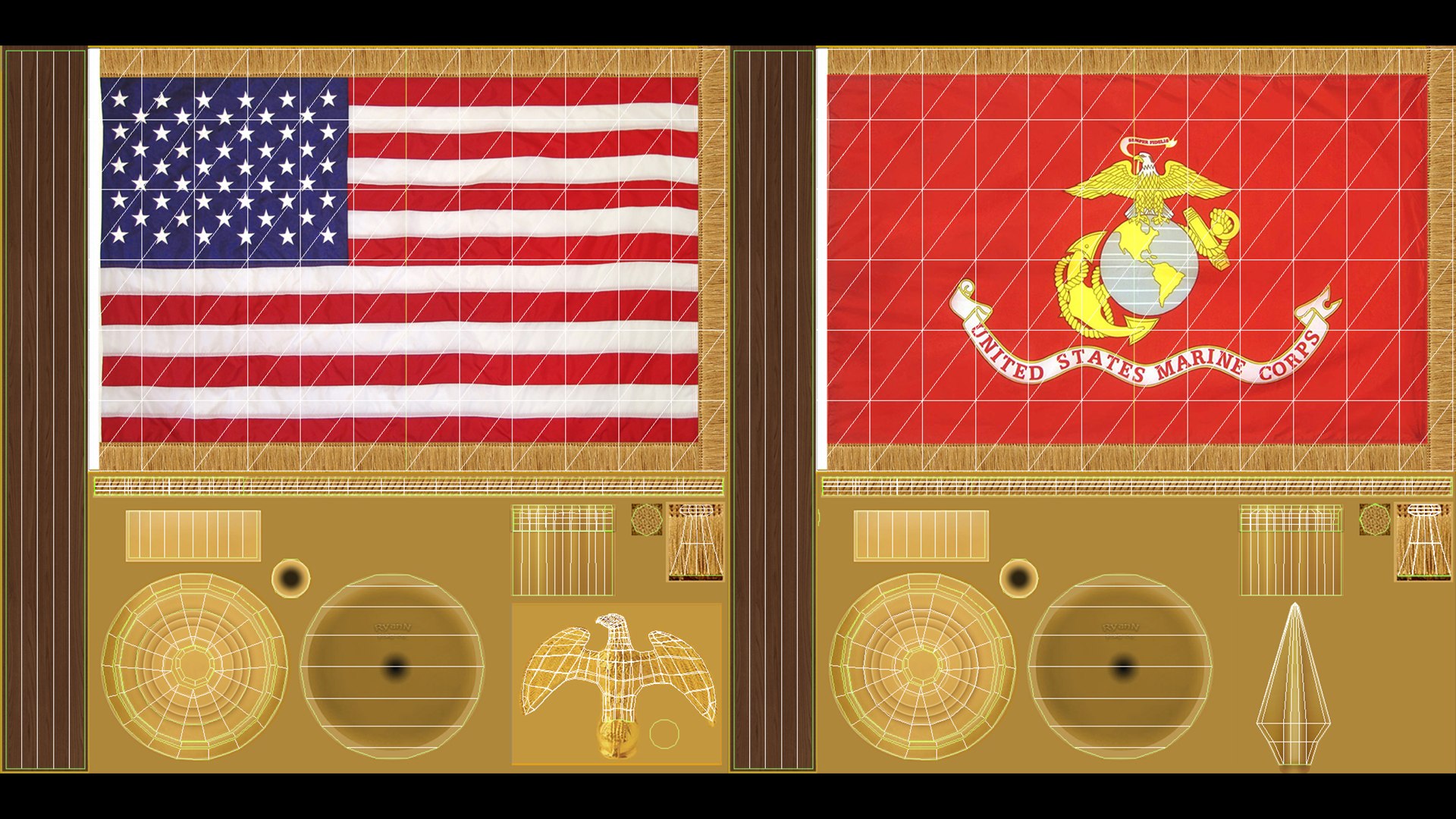 United States Flag Pack 3d X