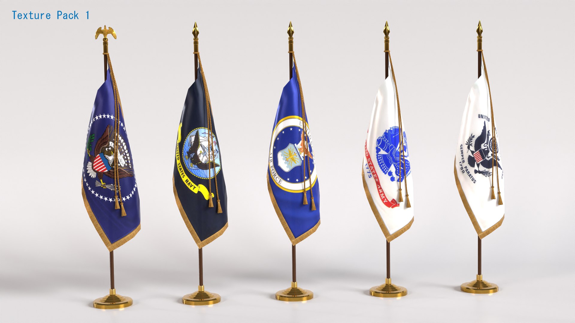 United States Flag Pack 3d X