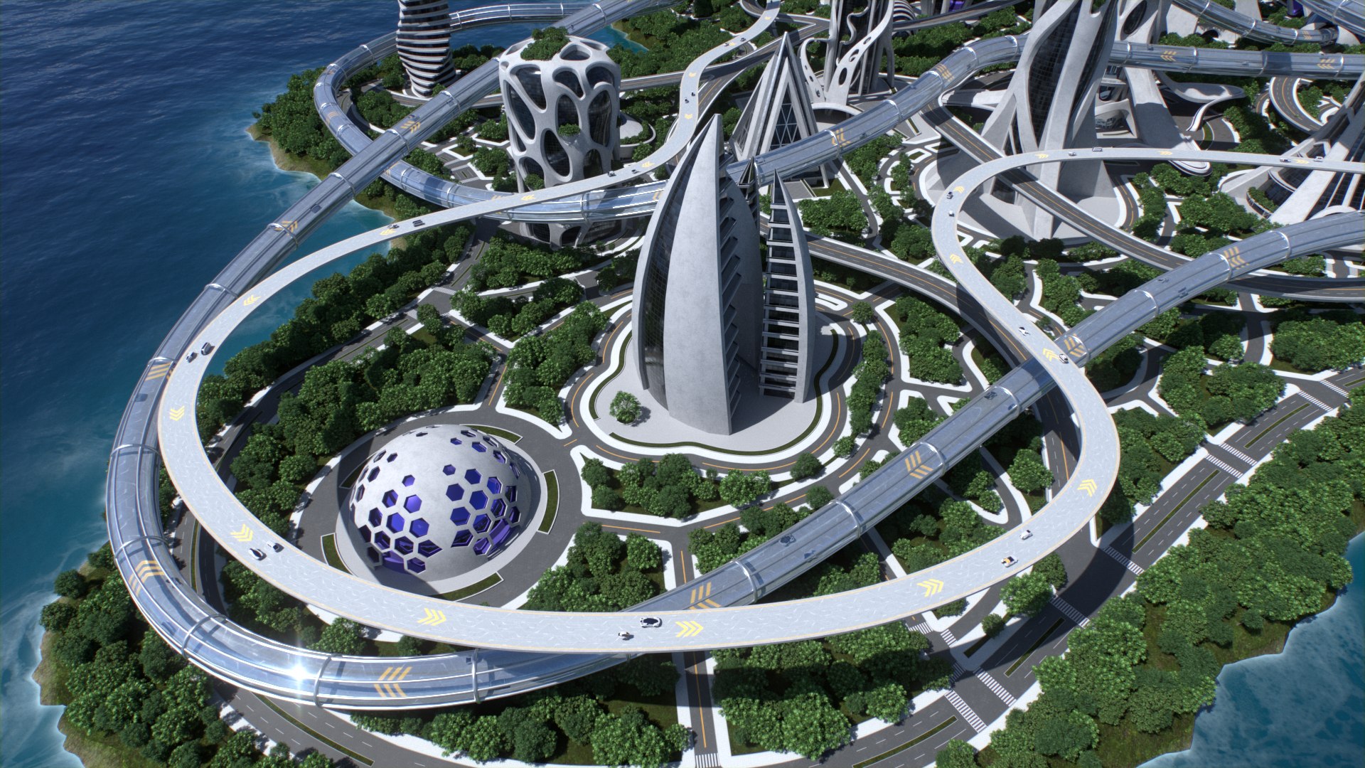 Futuristic City Utopian Buildings Kit 3D Model - TurboSquid 2283841