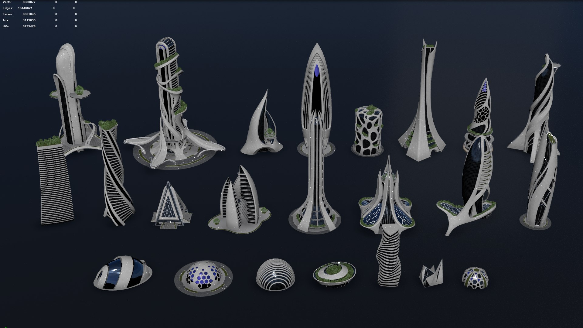 Futuristic City Utopian Buildings Kit 3D Model - TurboSquid 2283841