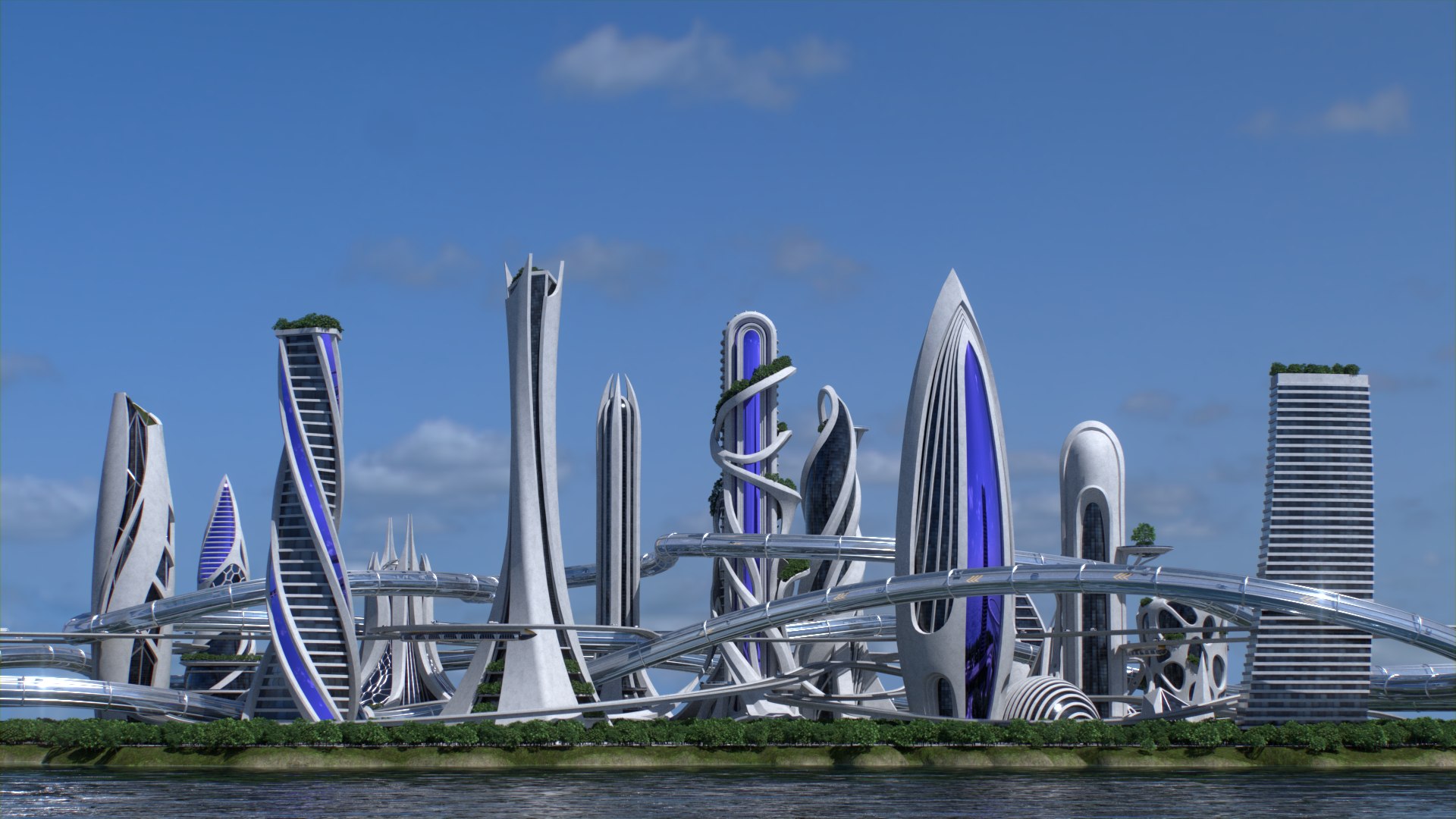 Futuristic City Utopian Buildings Kit 3D Model - TurboSquid 2283841