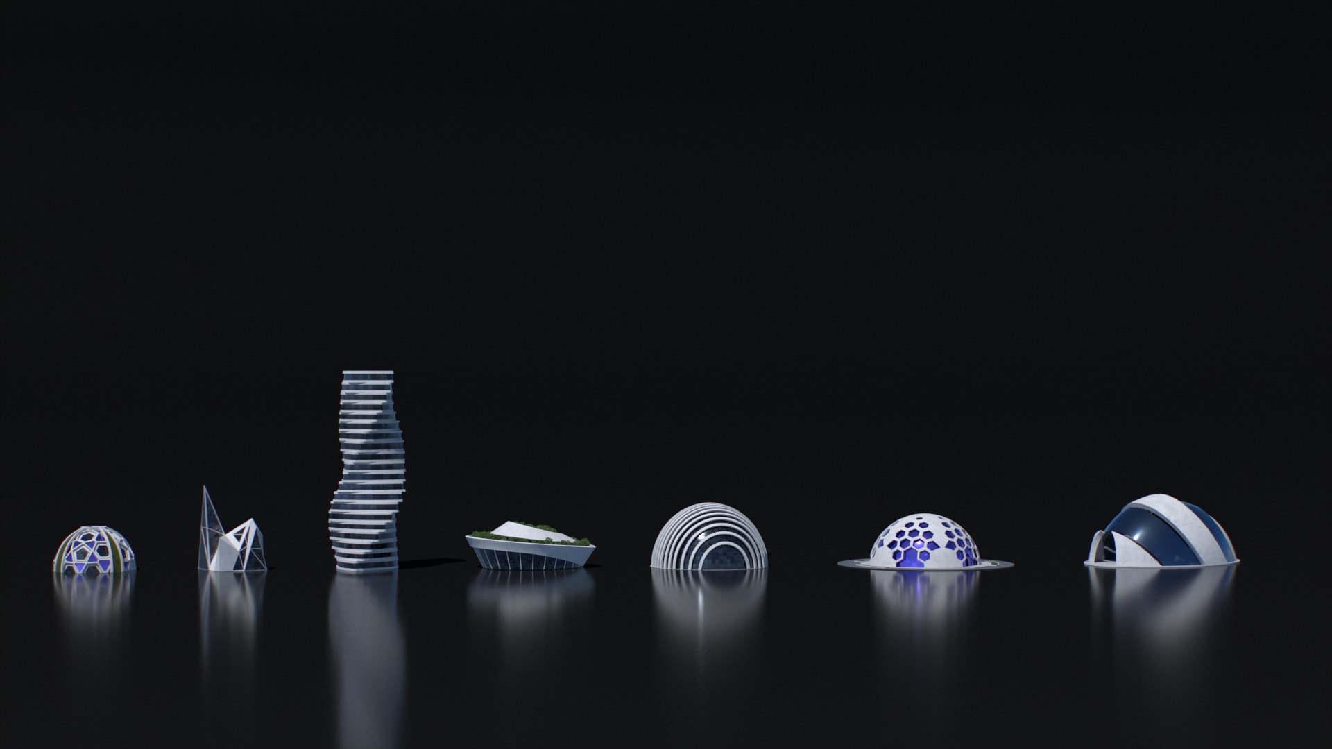 Futuristic City Utopian Buildings Kit 3D Model - TurboSquid 2283841