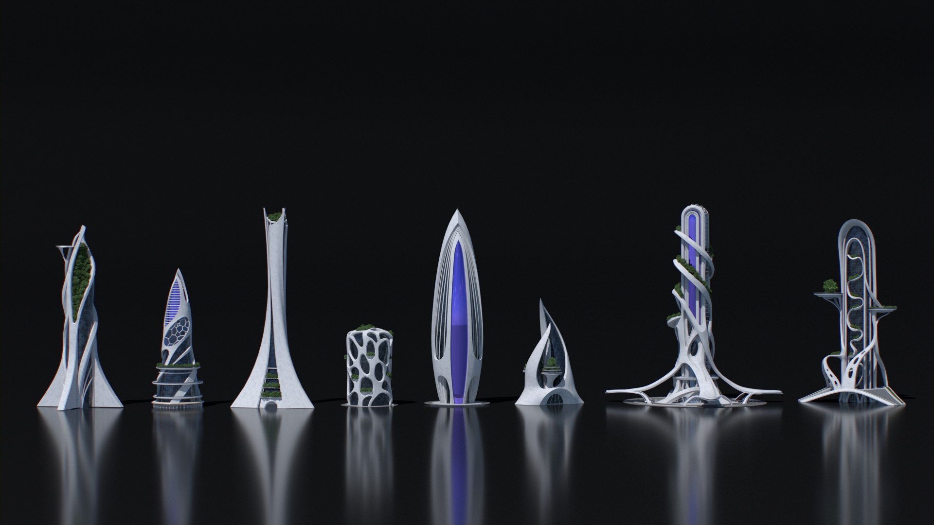 Futuristic City Utopian Buildings Kit 3D Model - TurboSquid 2283841