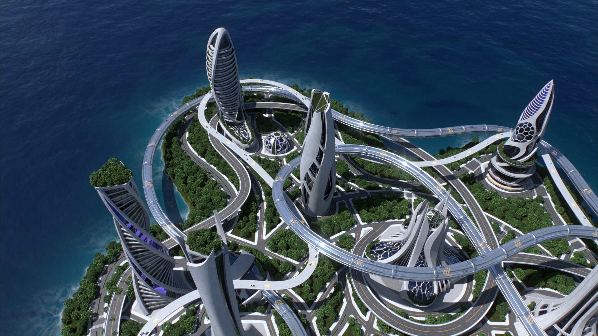 Futuristic City Utopian Buildings Kit 3D Model - TurboSquid 2283841