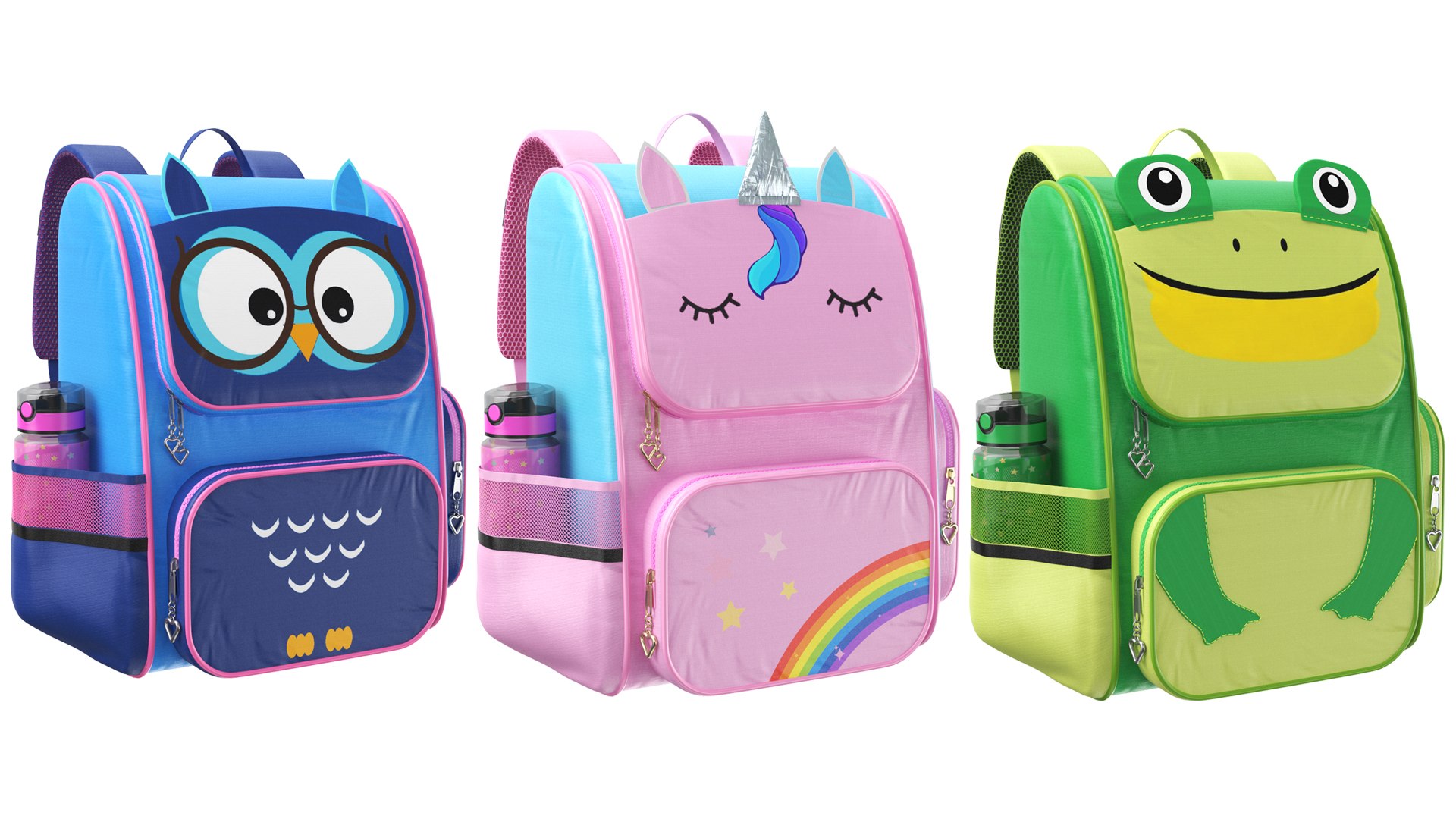 Three Kids Backpack Bags Collection 3D Model - TurboSquid 1836058