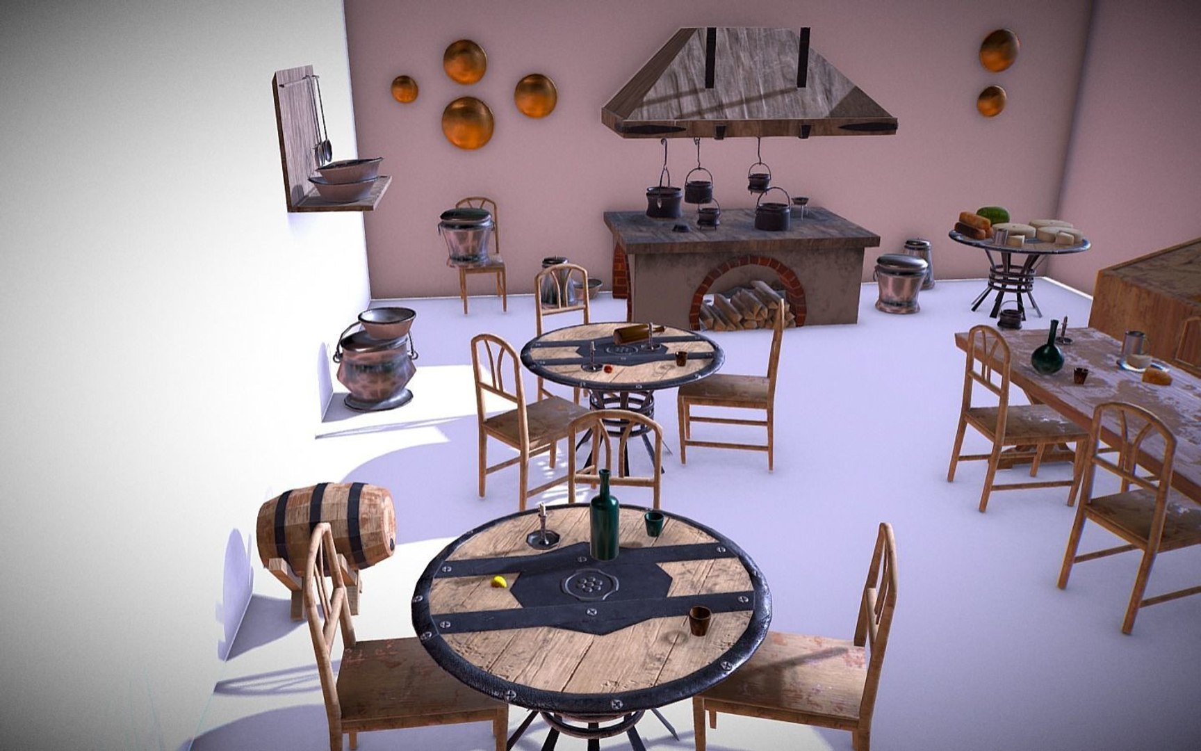 3D Medieval Kitchen Ar Vr Model - TurboSquid 1292319