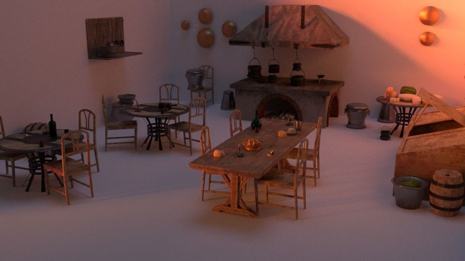 3D Medieval Kitchen Ar Vr Model - TurboSquid 1292319