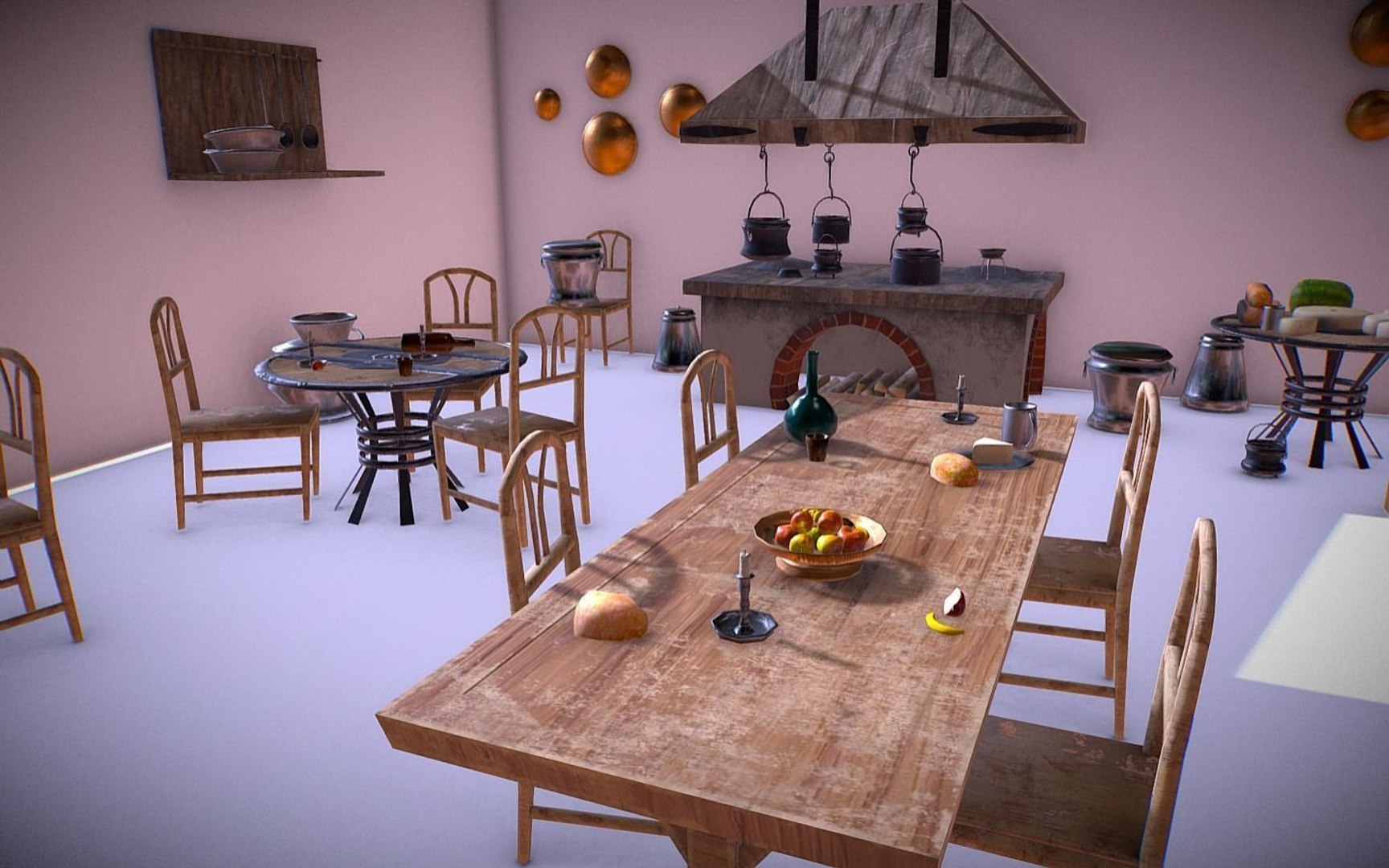 3D Medieval Kitchen Ar Vr Model - TurboSquid 1292319
