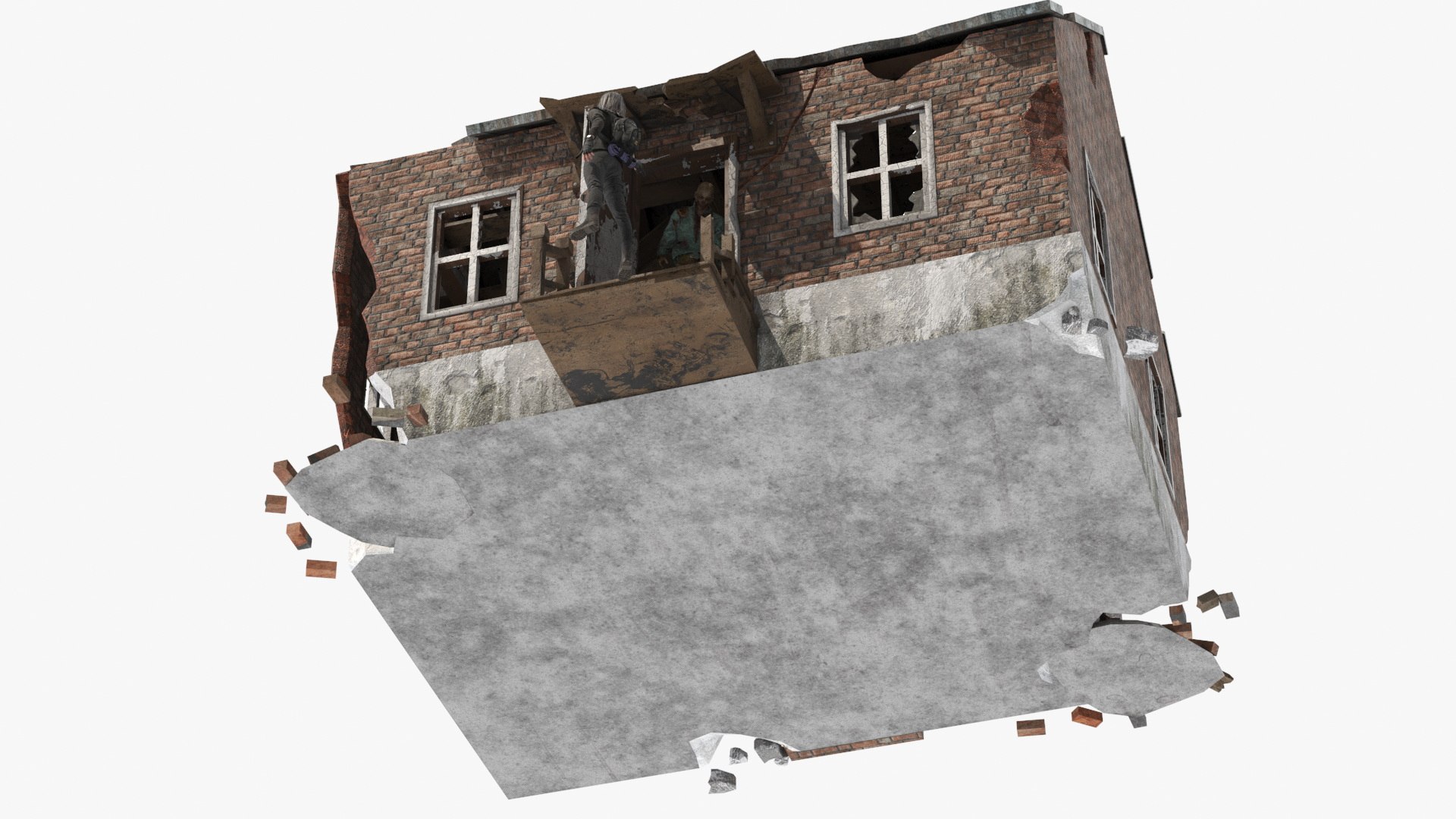 3D Zombie Chasing Survivor Woman - TurboSquid 2354720