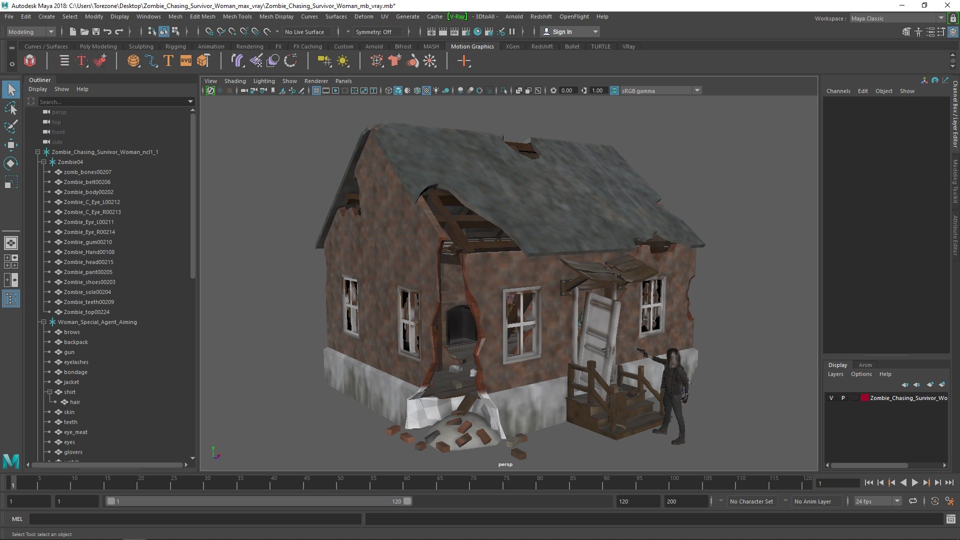 3D Zombie Chasing Survivor Woman - TurboSquid 2354720