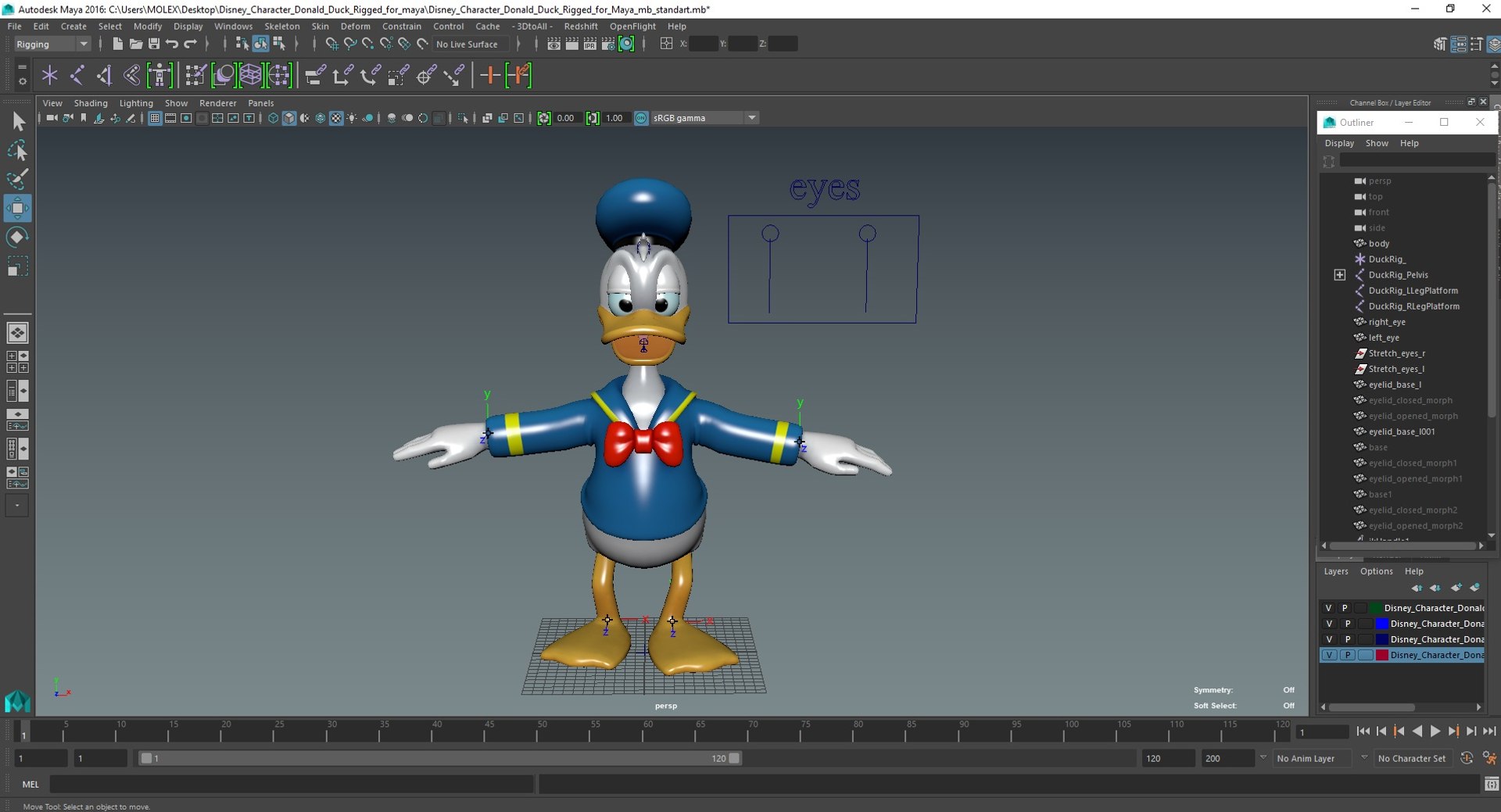 3D Disney Character Donald Duck Rigged for Maya - TurboSquid 2121495