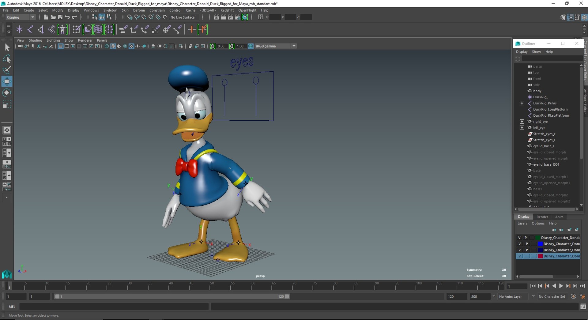 3D Disney Character Donald Duck Rigged for Maya - TurboSquid 2121495