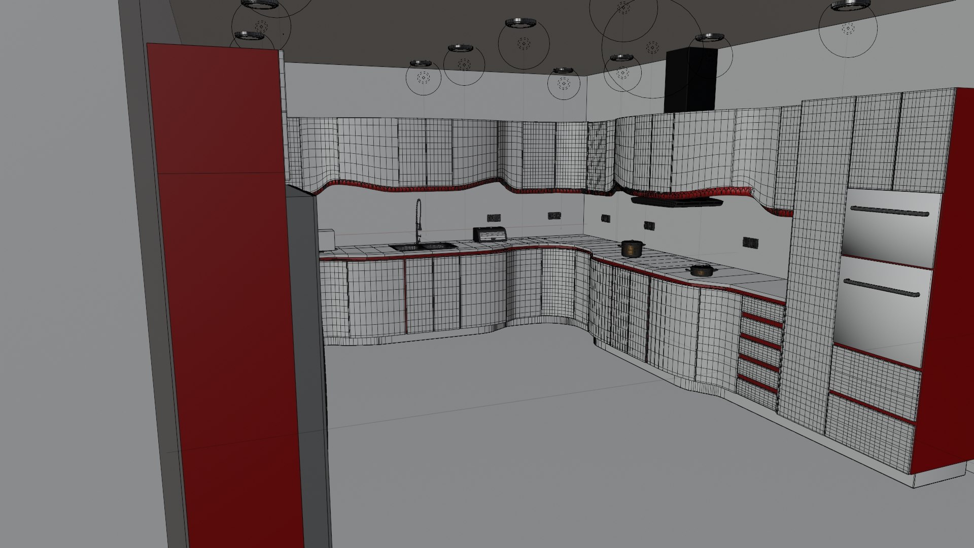 Red kitchen37 3D model - TurboSquid 2035450