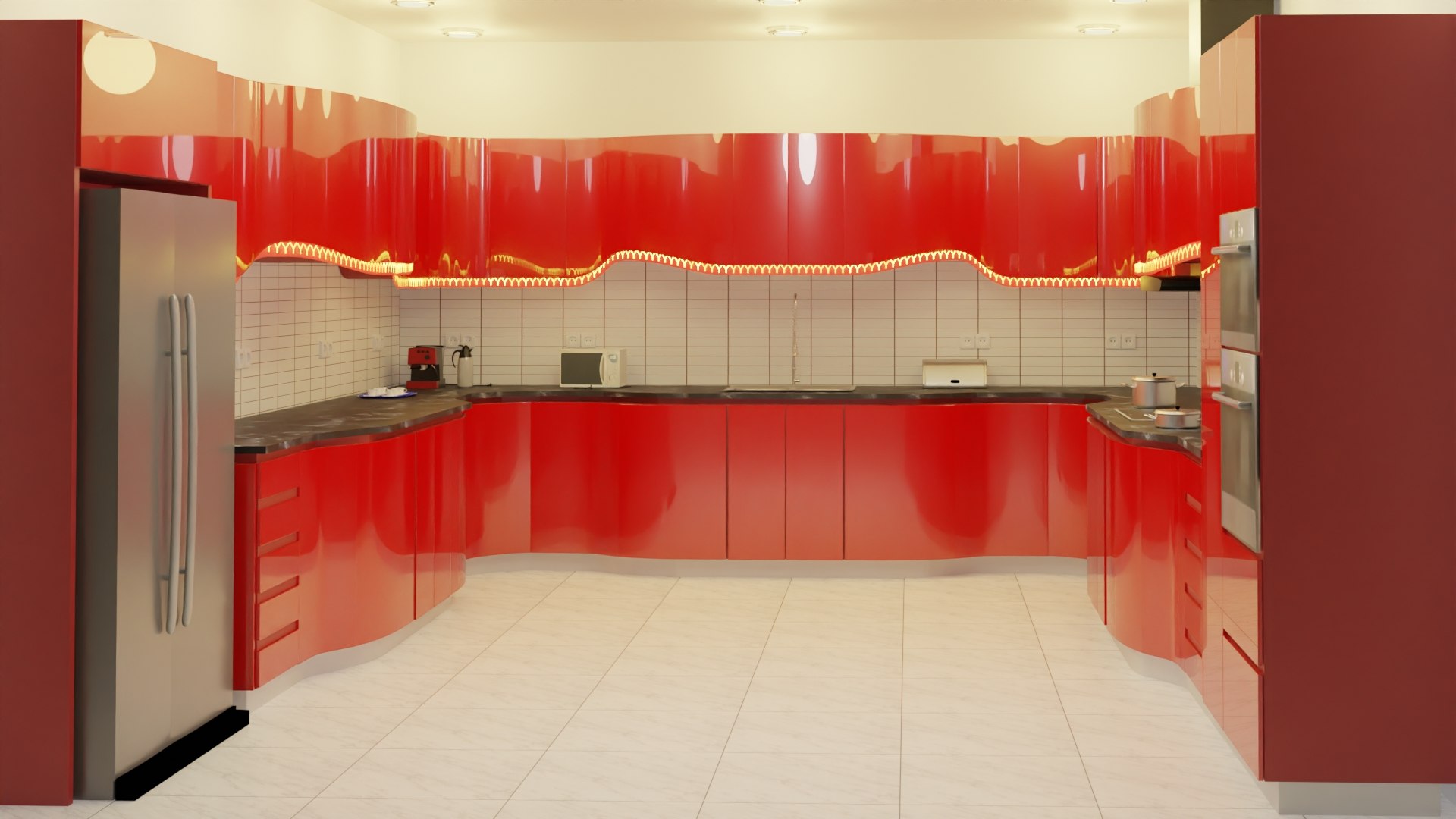 Red kitchen37 3D model - TurboSquid 2035450