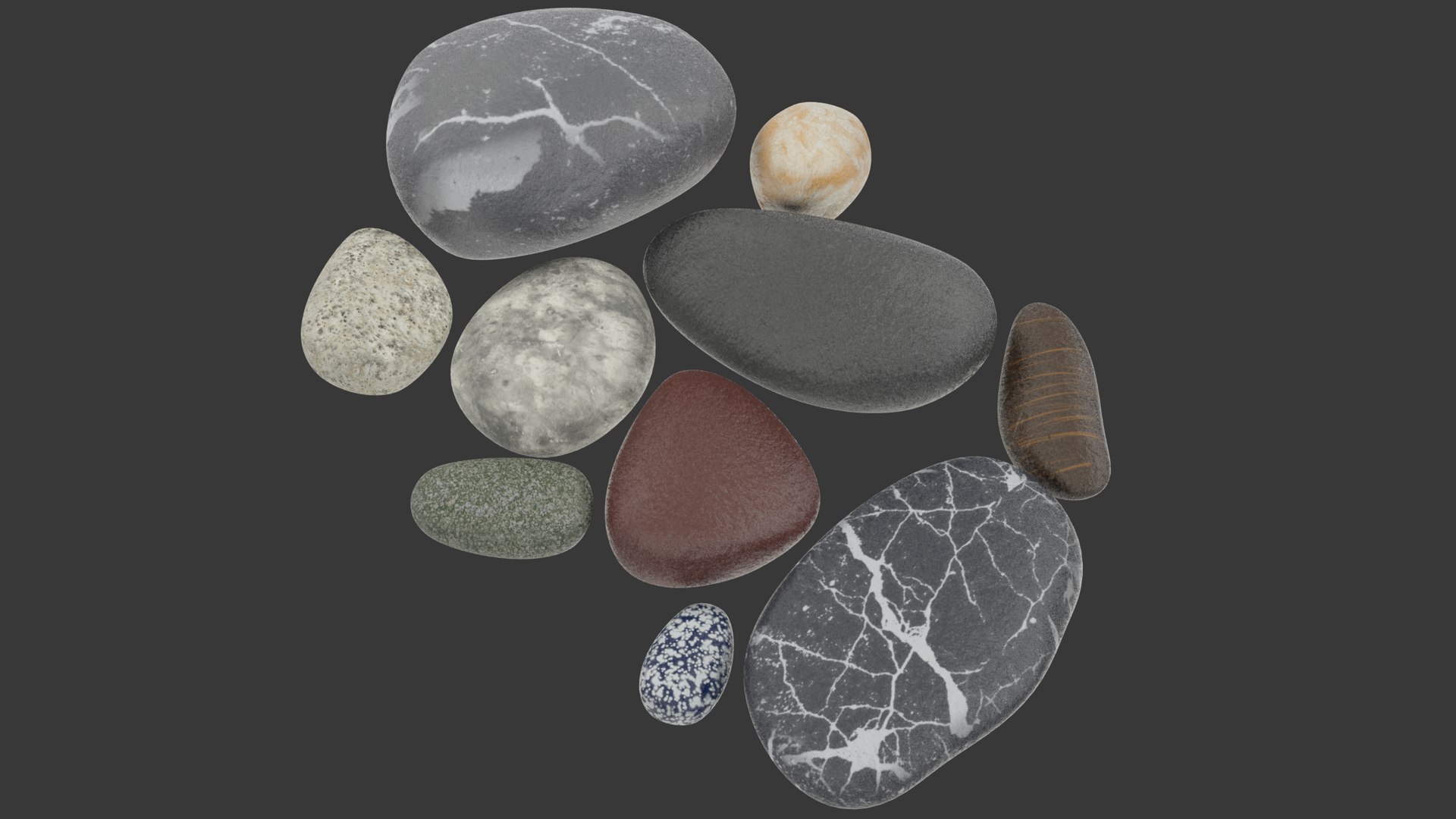 3D Pebbles Set - TurboSquid 1584938