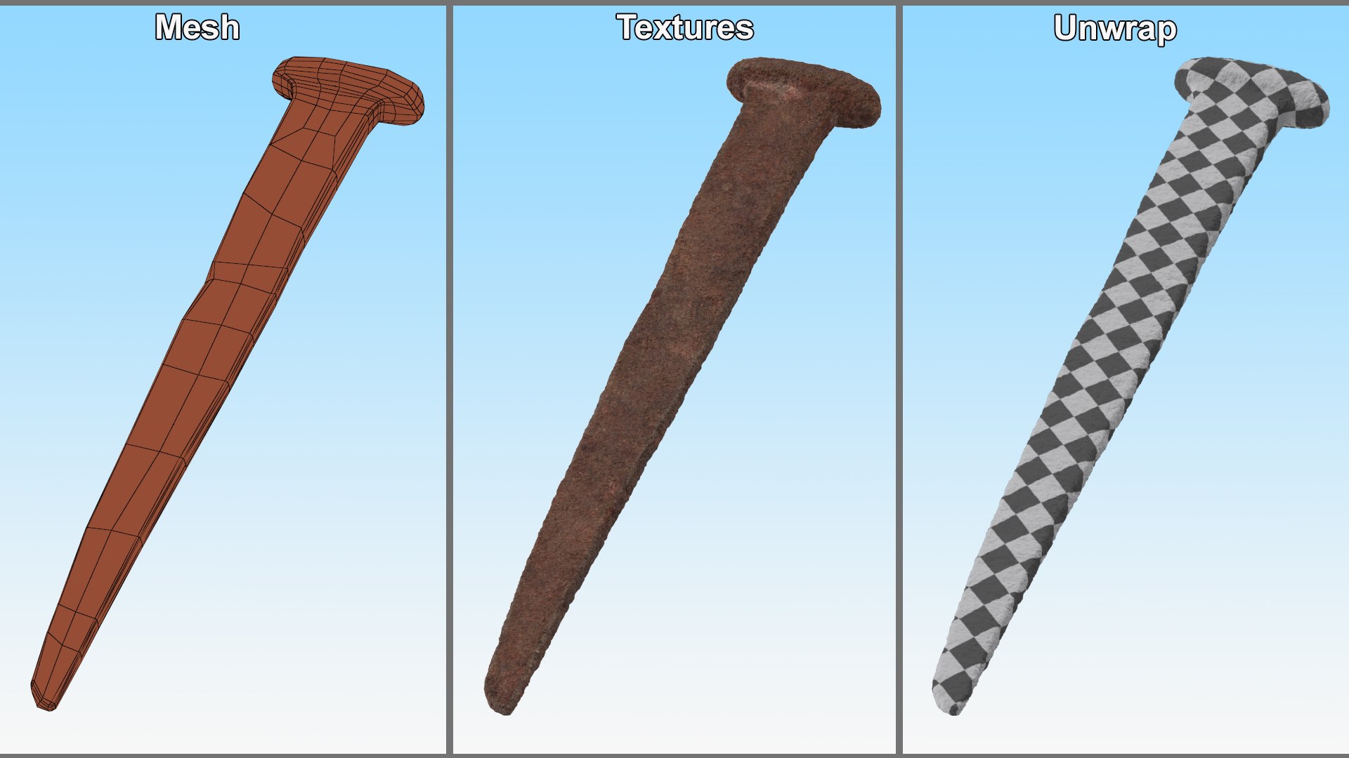 3D Rusty Iron Nail Model - TurboSquid 2214179