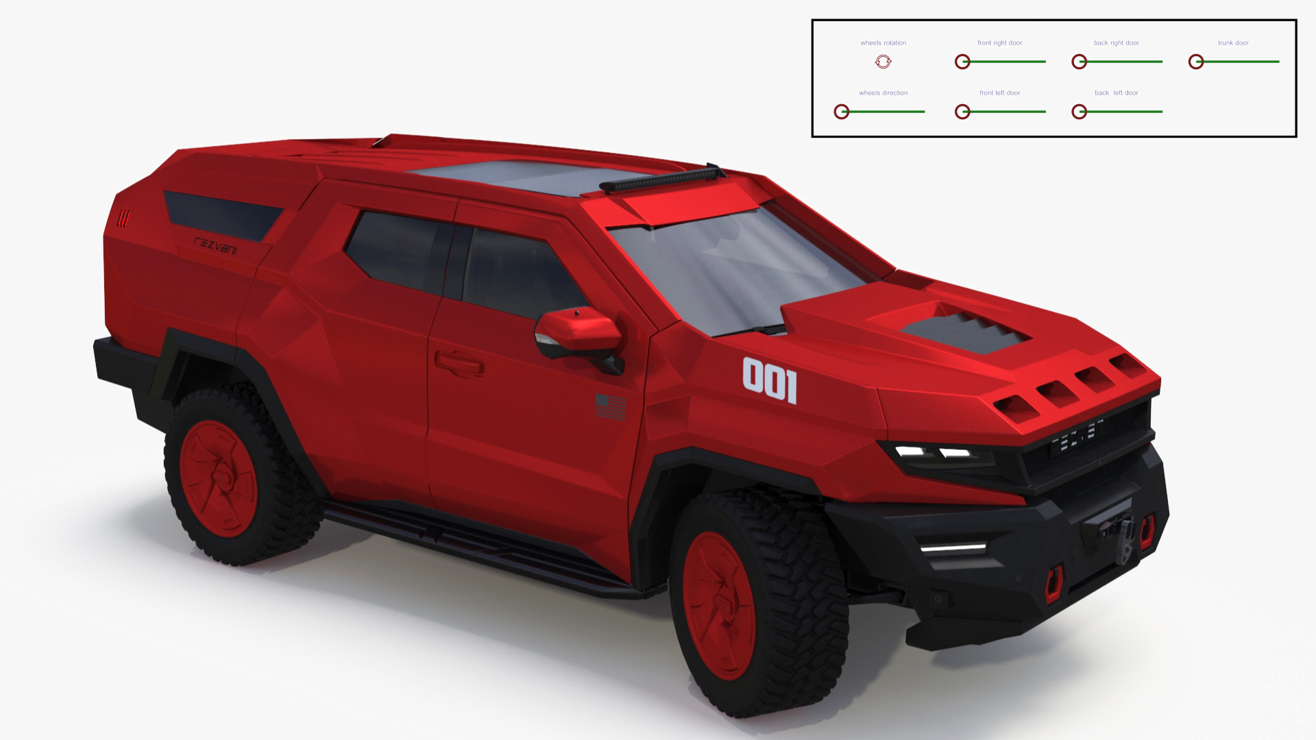 3D Armored SUV 2024 Rezvani Vengeance Red Rigged - TurboSquid 2302786