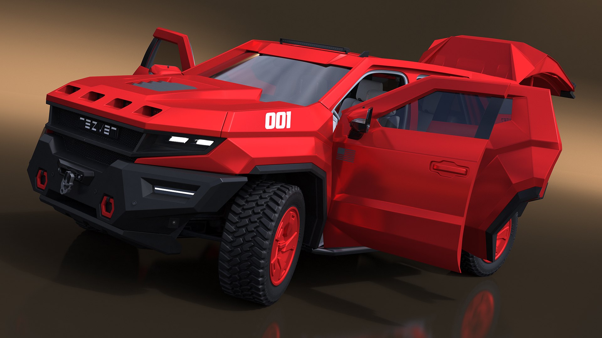 3D Armored SUV 2024 Rezvani Vengeance Red Rigged - TurboSquid 2302786