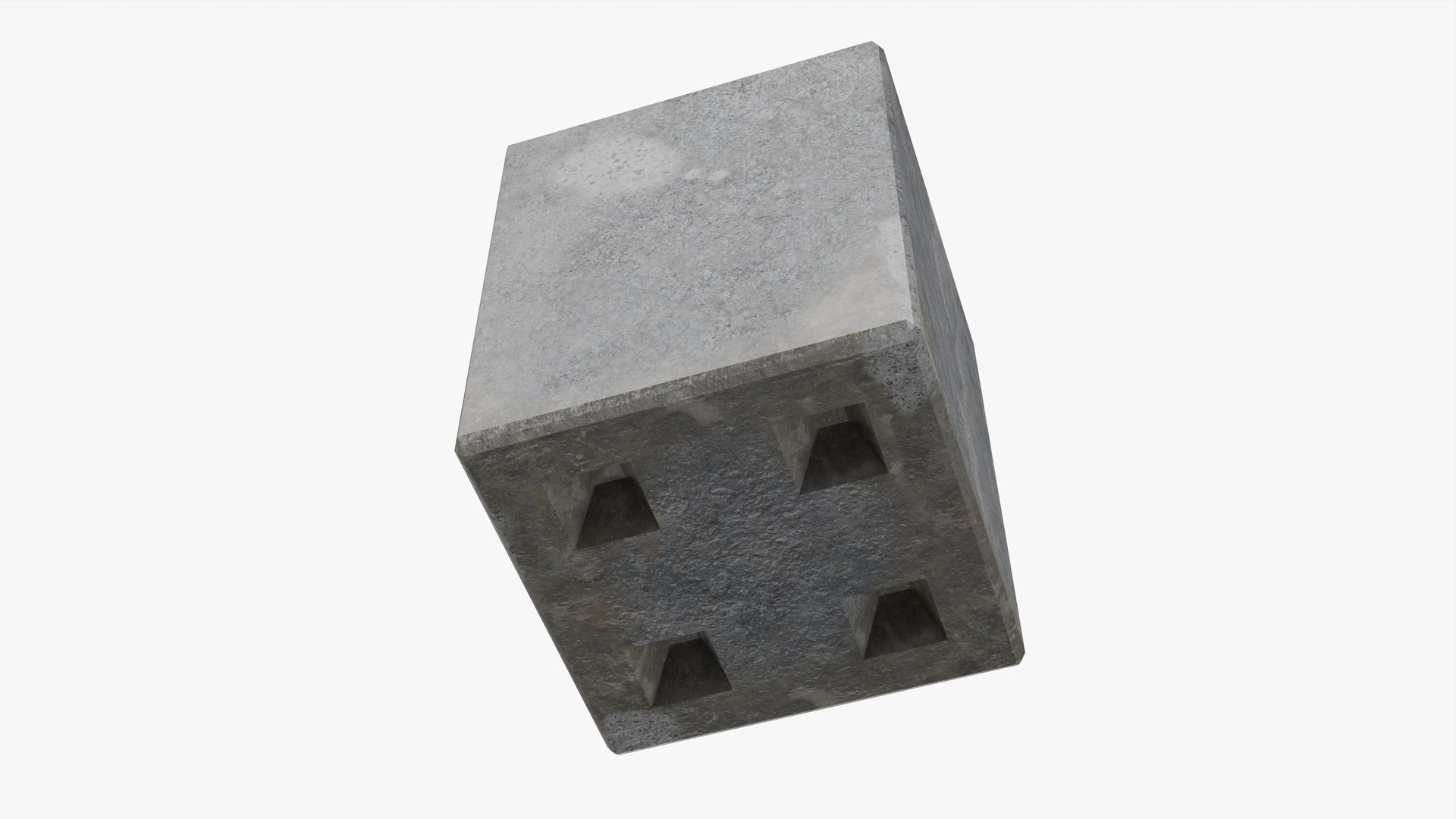 Modular Concrete Barrier Block 2x2 3D Model - TurboSquid 2265571