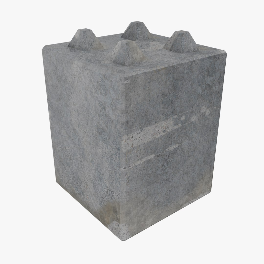 Modular Concrete Barrier Block 2x2 3D Model - TurboSquid 2265571