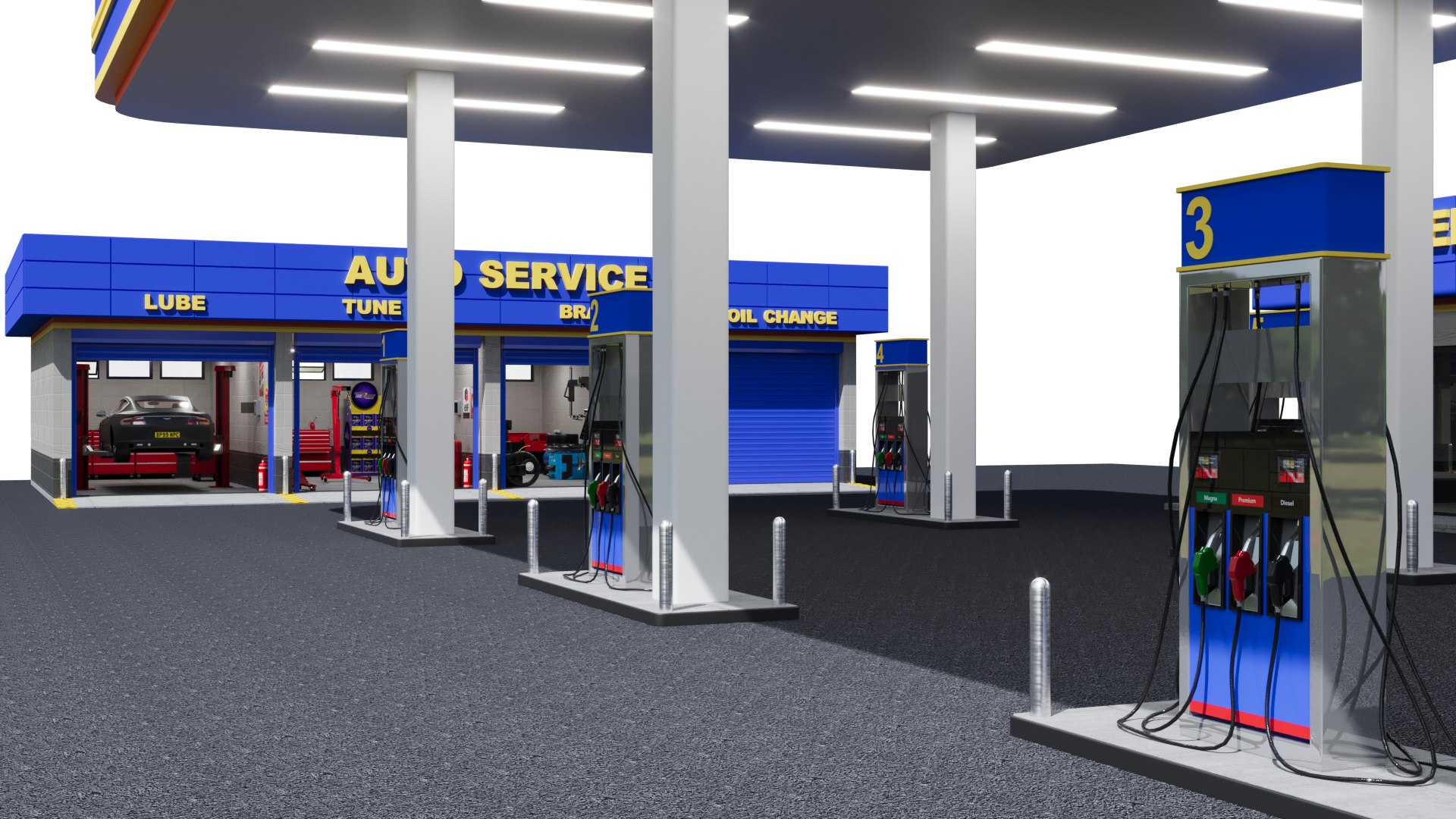3D Gas Station Model - TurboSquid 2379192
