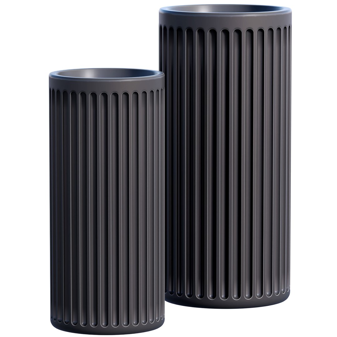 3D Model Decorative Fluted Tall Outdoor Vase Urn Pot Set Collection ...