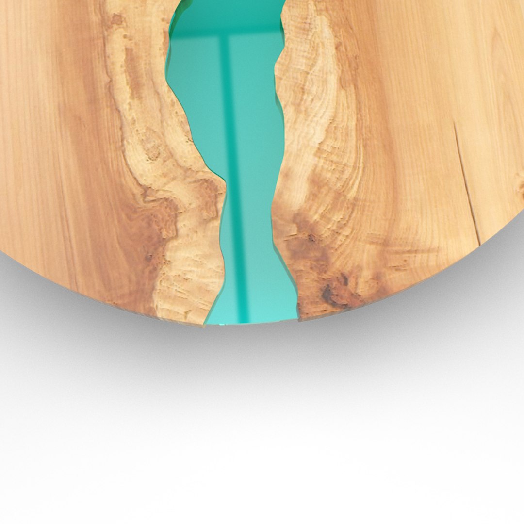 Wood Table Embedded Glass 3d Model