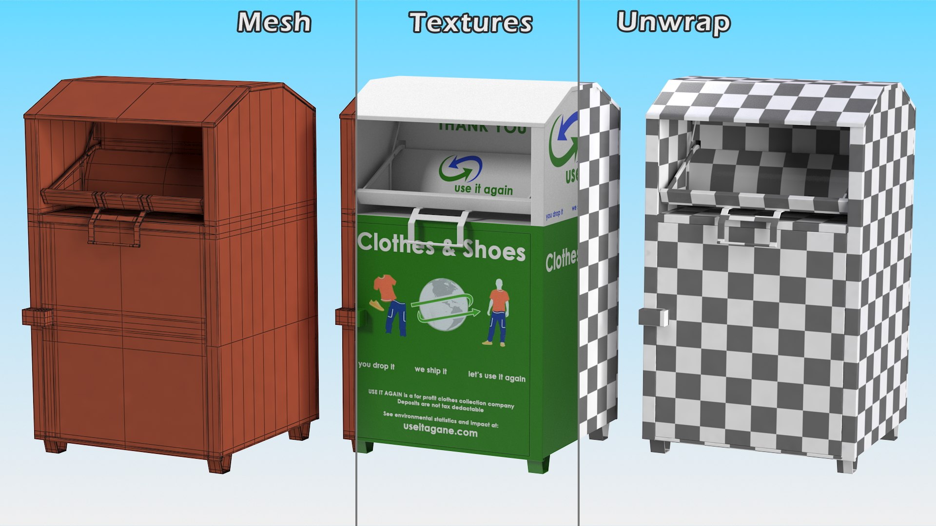 Recycle Drop Box For Clothes Rigged 3D Model - TurboSquid 2046403