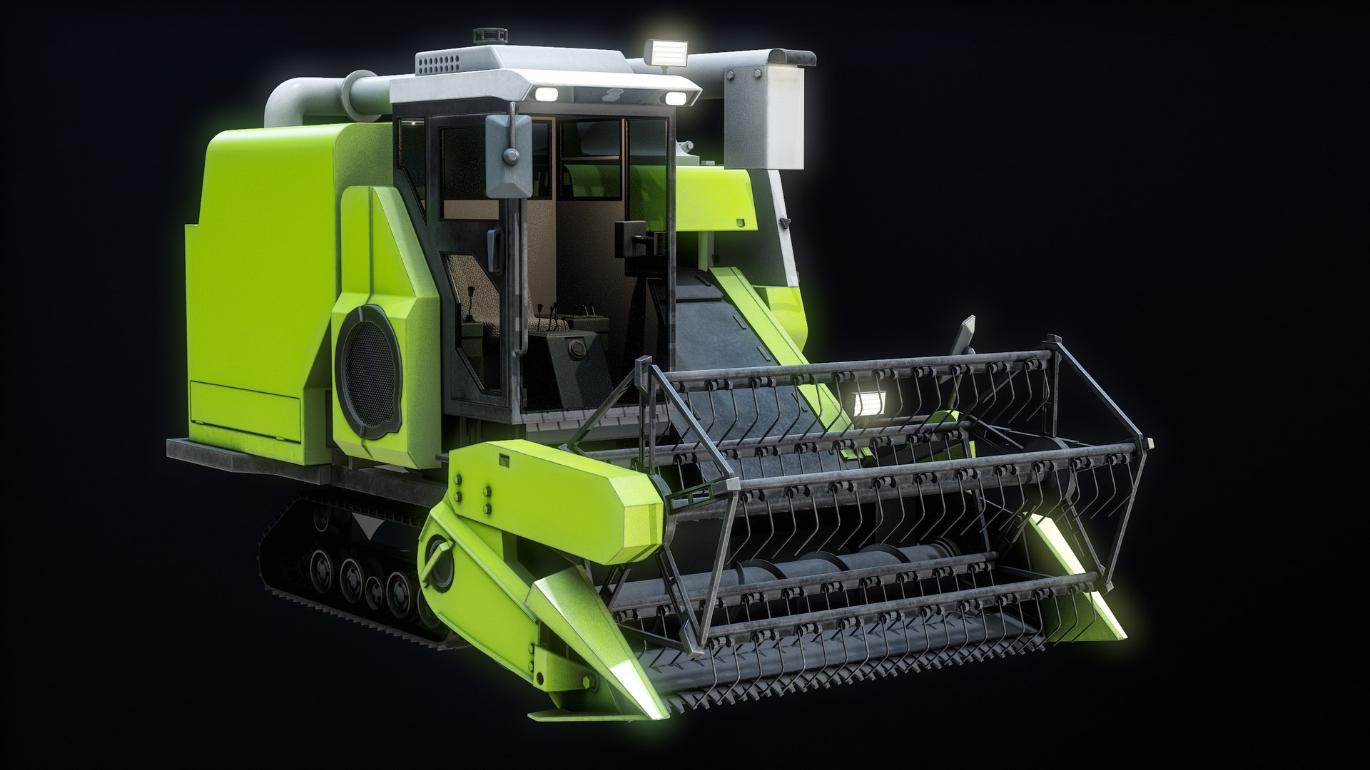 Rice Combine Harvester Green PBR 3D model - TurboSquid 2165974