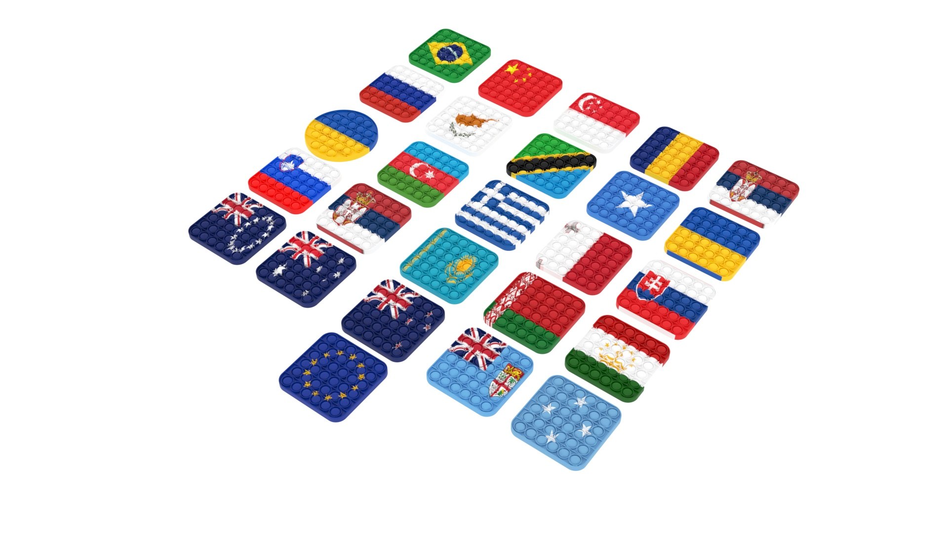3D Model Flags Pop It Fidget Toys Set - TurboSquid 1784169