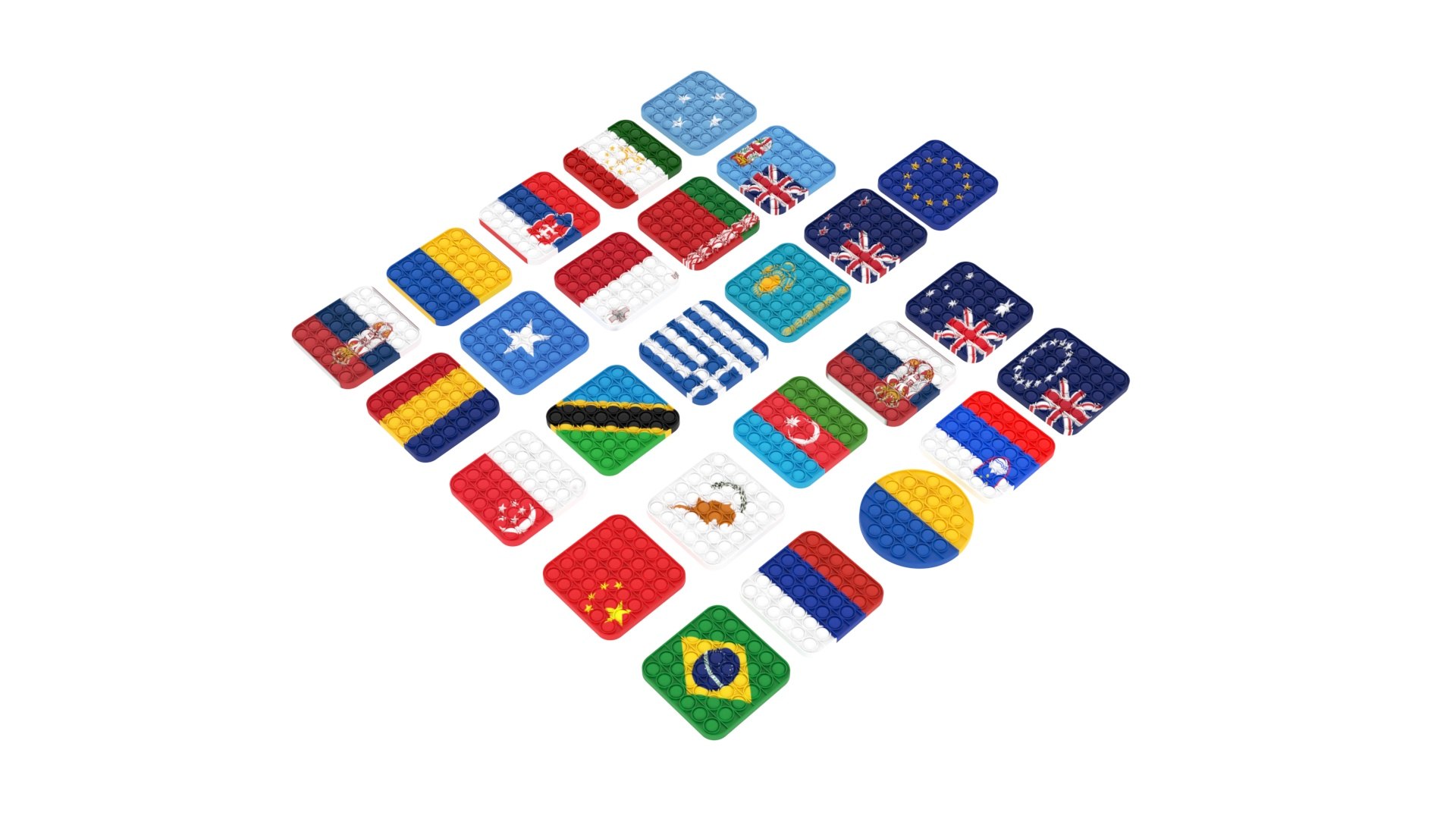 3D Model Flags Pop It Fidget Toys Set - TurboSquid 1784169