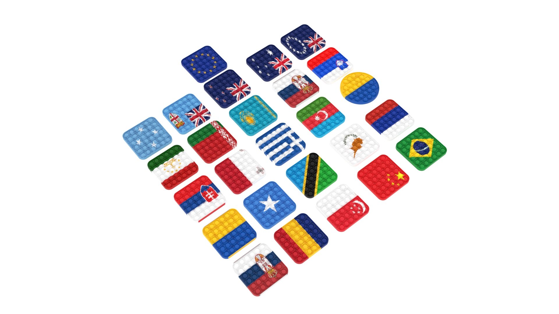 3D Model Flags Pop It Fidget Toys Set - TurboSquid 1784169