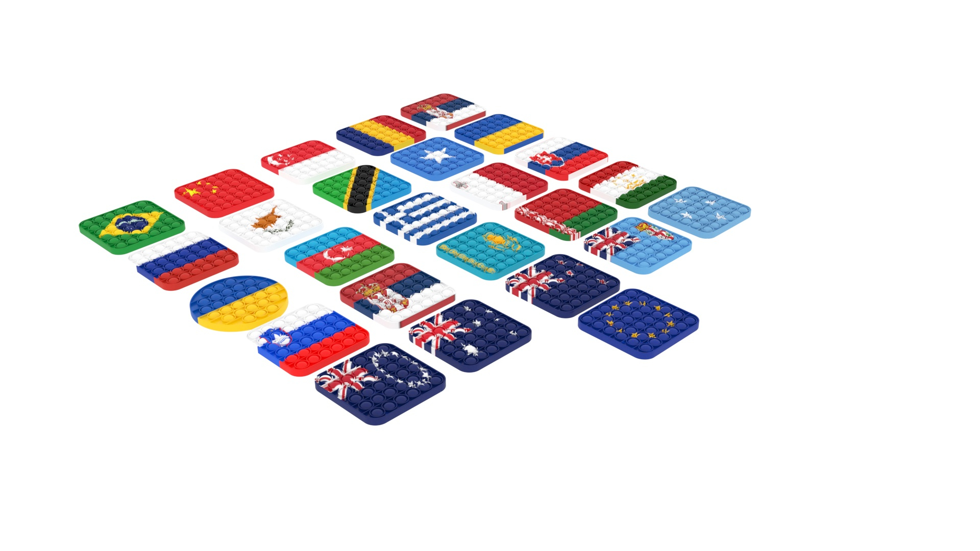 3D Model Flags Pop It Fidget Toys Set - TurboSquid 1784169