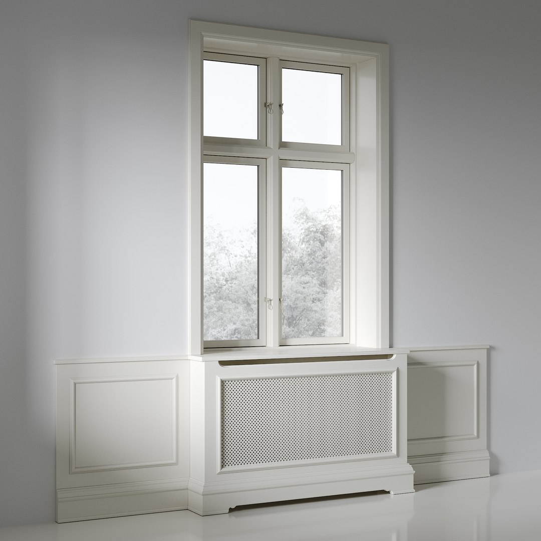 3D Classic window with radiator screen 002 model - TurboSquid 2173691