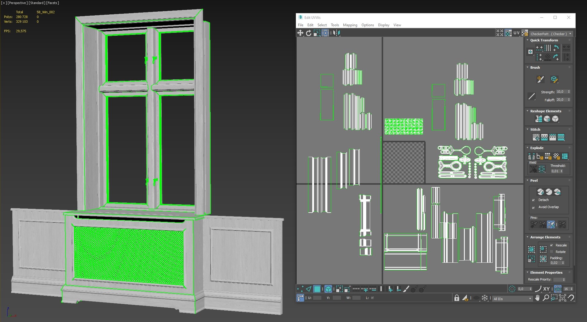 3D Classic Window With Radiator Screen 002 Model - TurboSquid 2173691