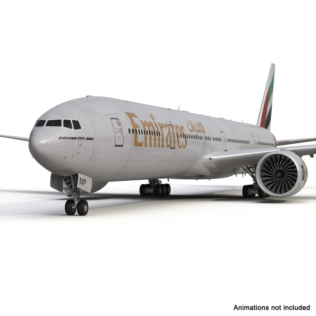 modelo 3d Boeing 777-300ER Emirates Airlines aparejado - TurboSquid 1061981