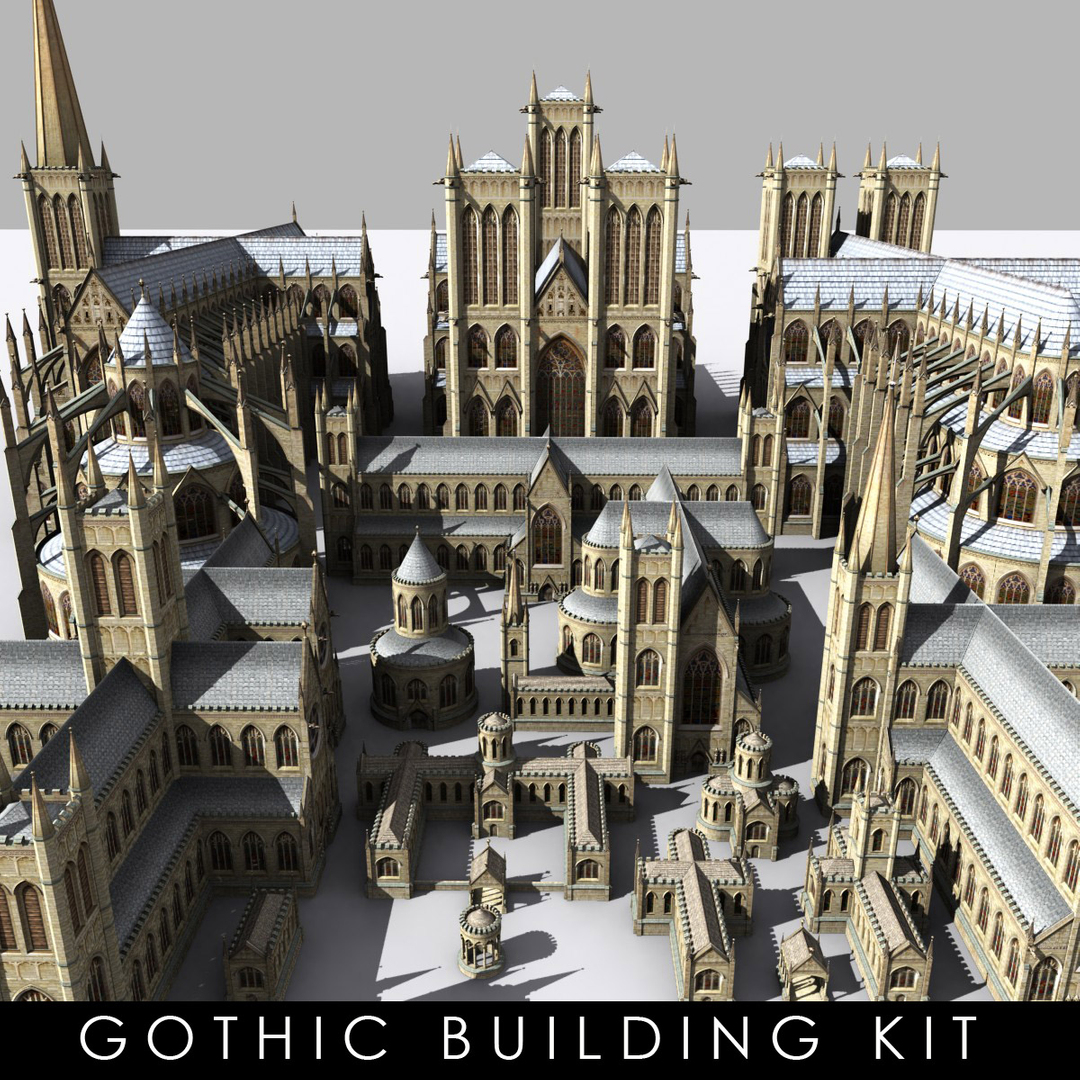 3d medieval gothic buildings cityscapes model