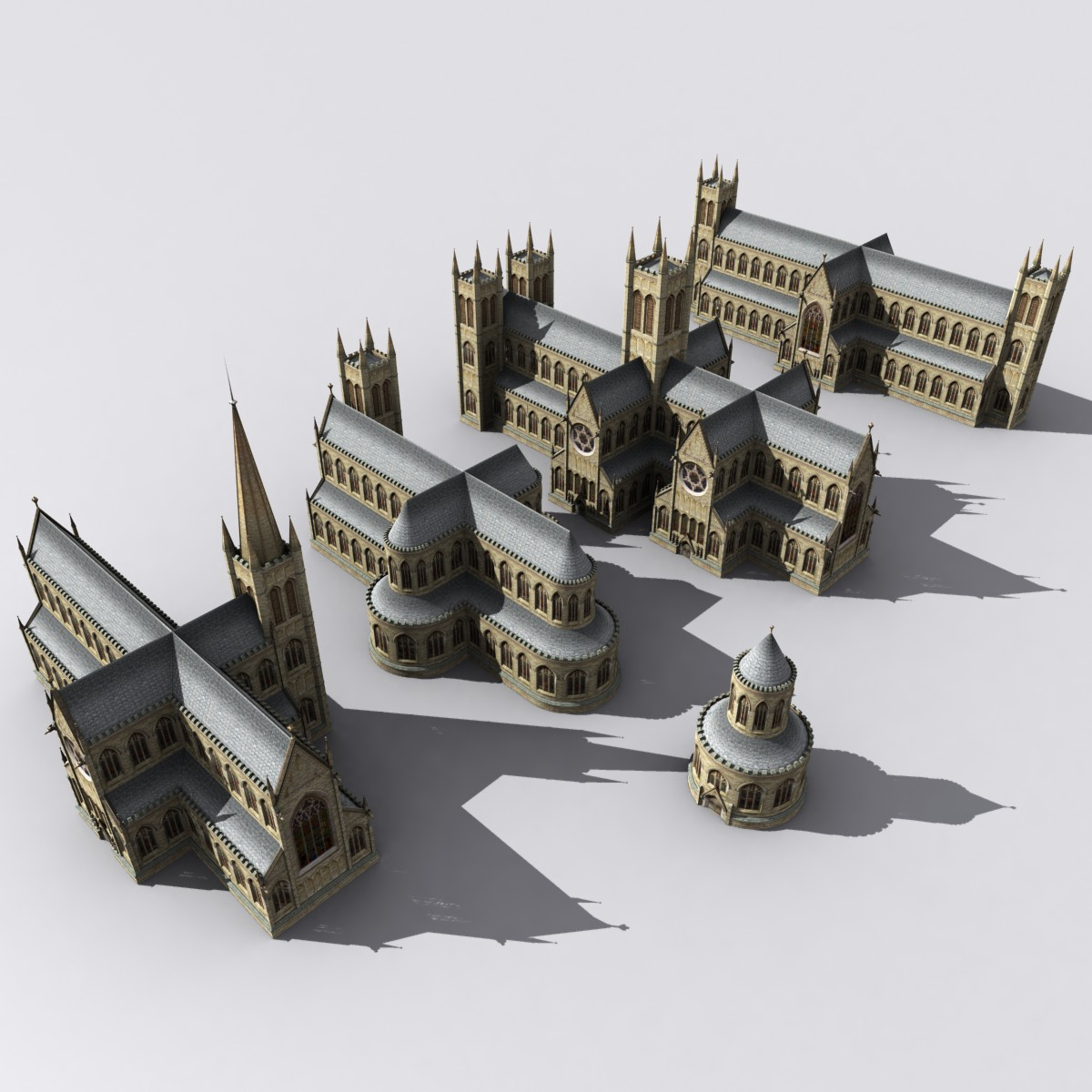 3d medieval gothic buildings cityscapes model