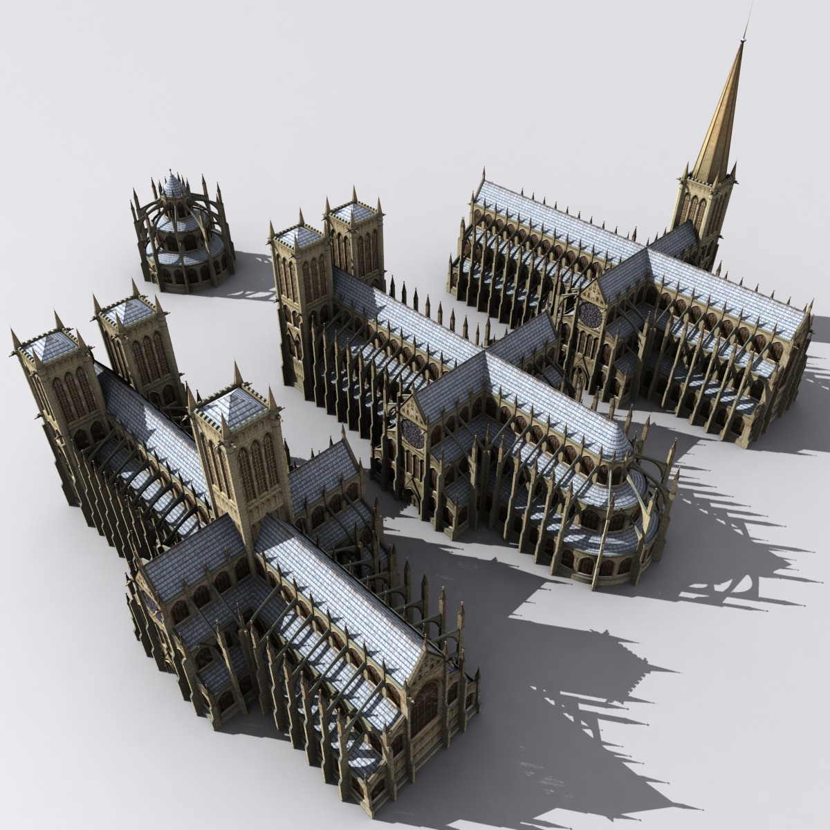 3d medieval gothic buildings cityscapes model