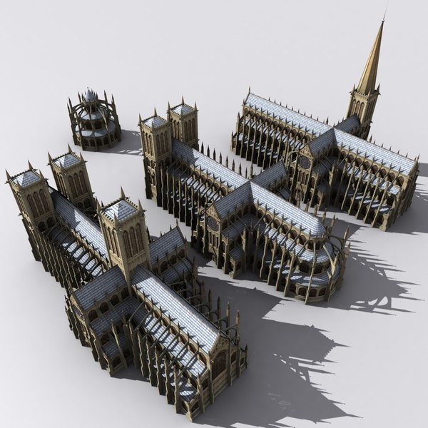 3d medieval gothic buildings cityscapes model