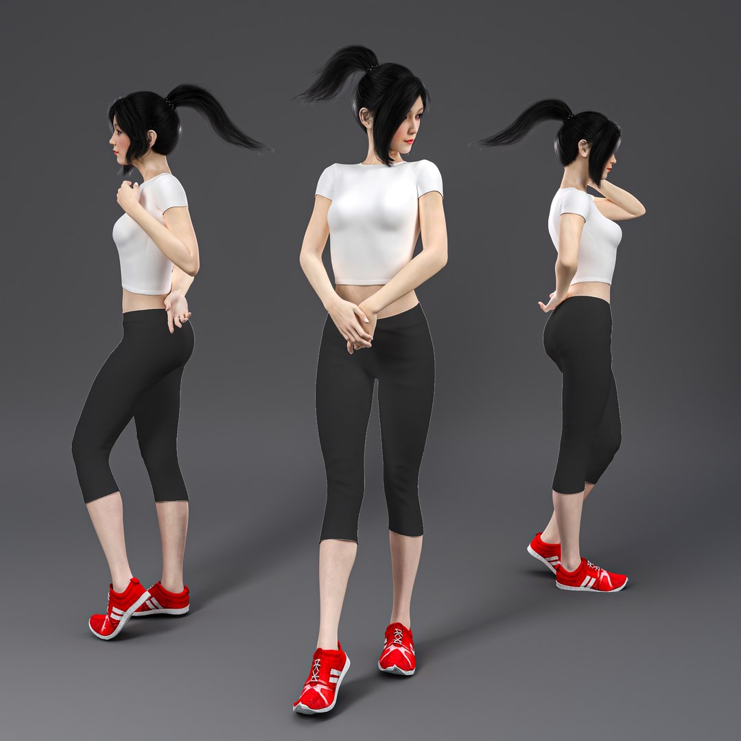 3D Cute Girl In Poses 001 - TurboSquid 2210113
