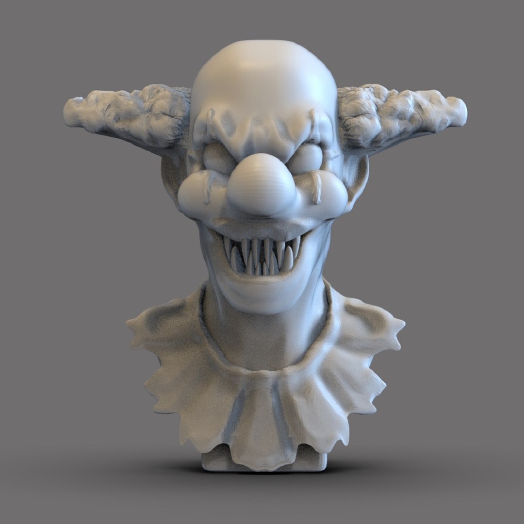 3D Evil Clown Bust - TurboSquid 2276562