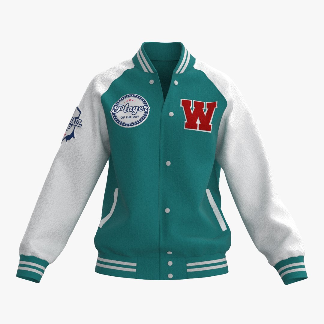 Female Raglan Varsity Jacket 3D Model - TurboSquid 2200684