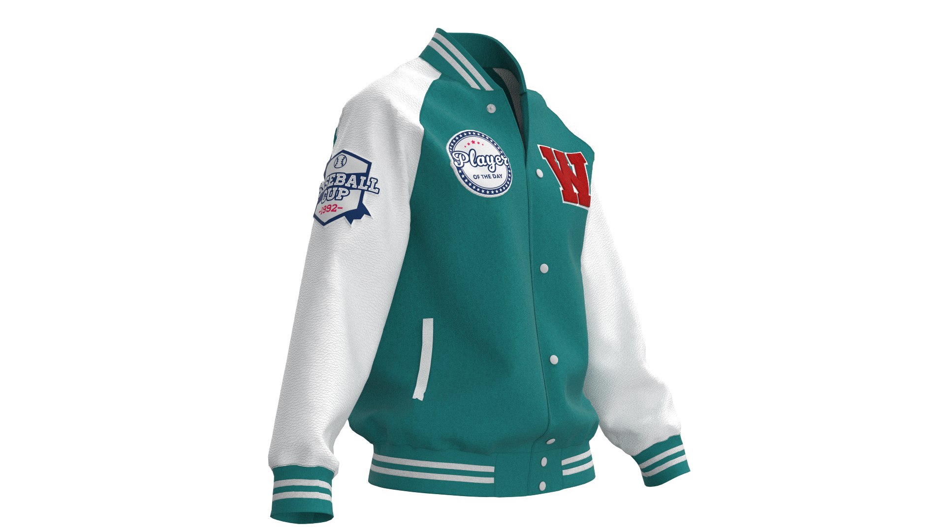 Female Raglan Varsity Jacket 3D Model - TurboSquid 2200684