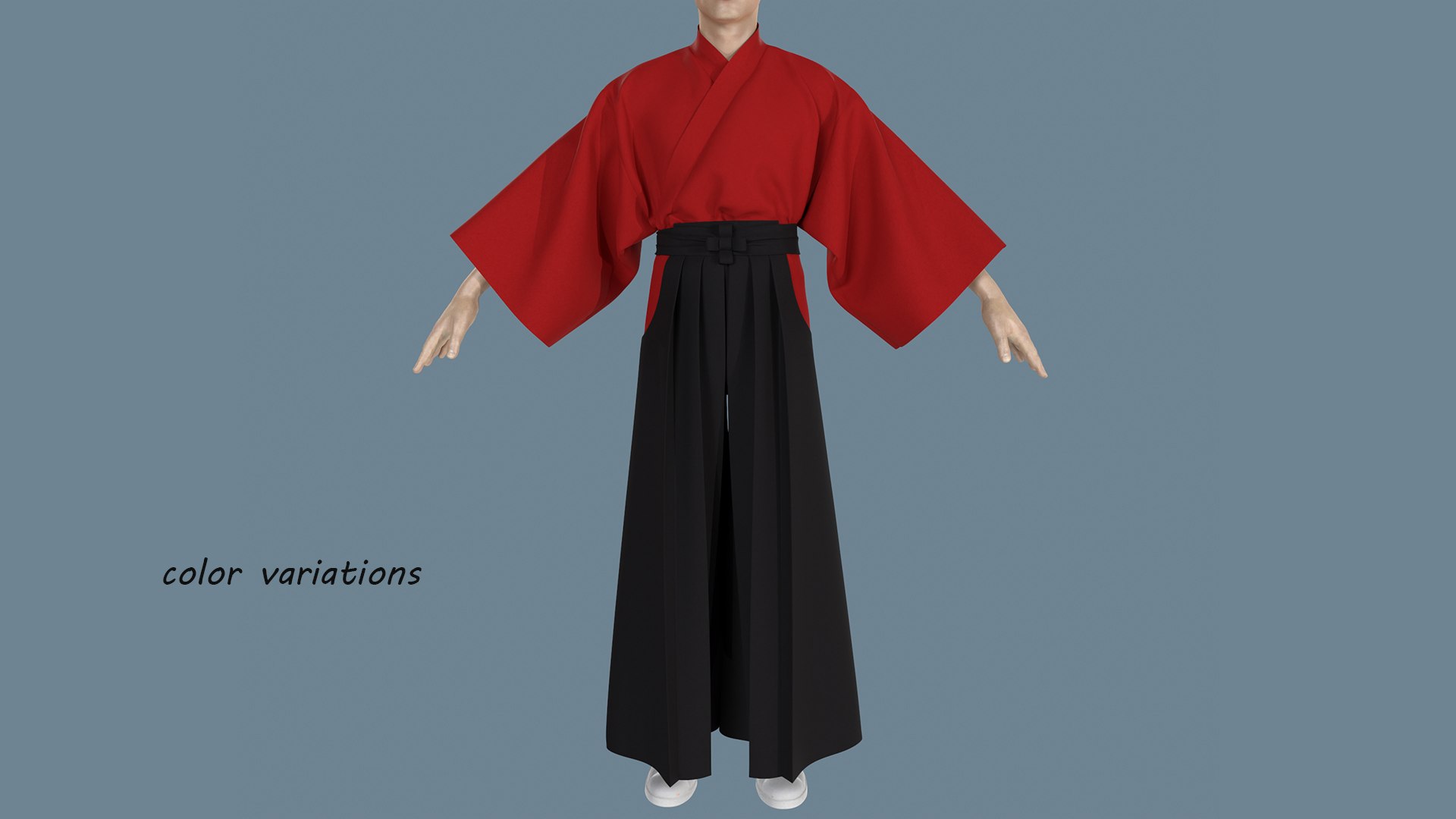 3D Samurai Hakama Model - TurboSquid 2265460