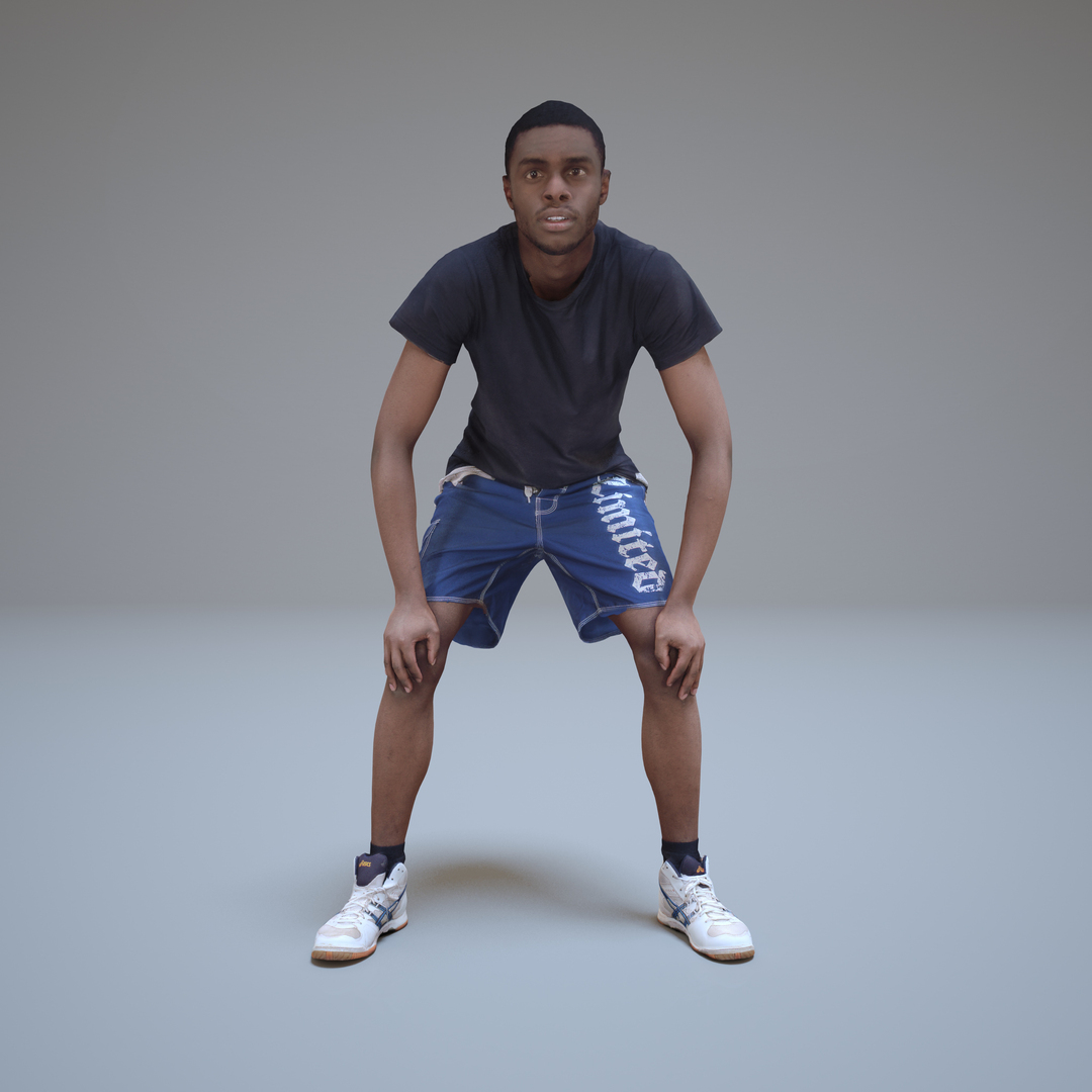 3d model sportsman black people human