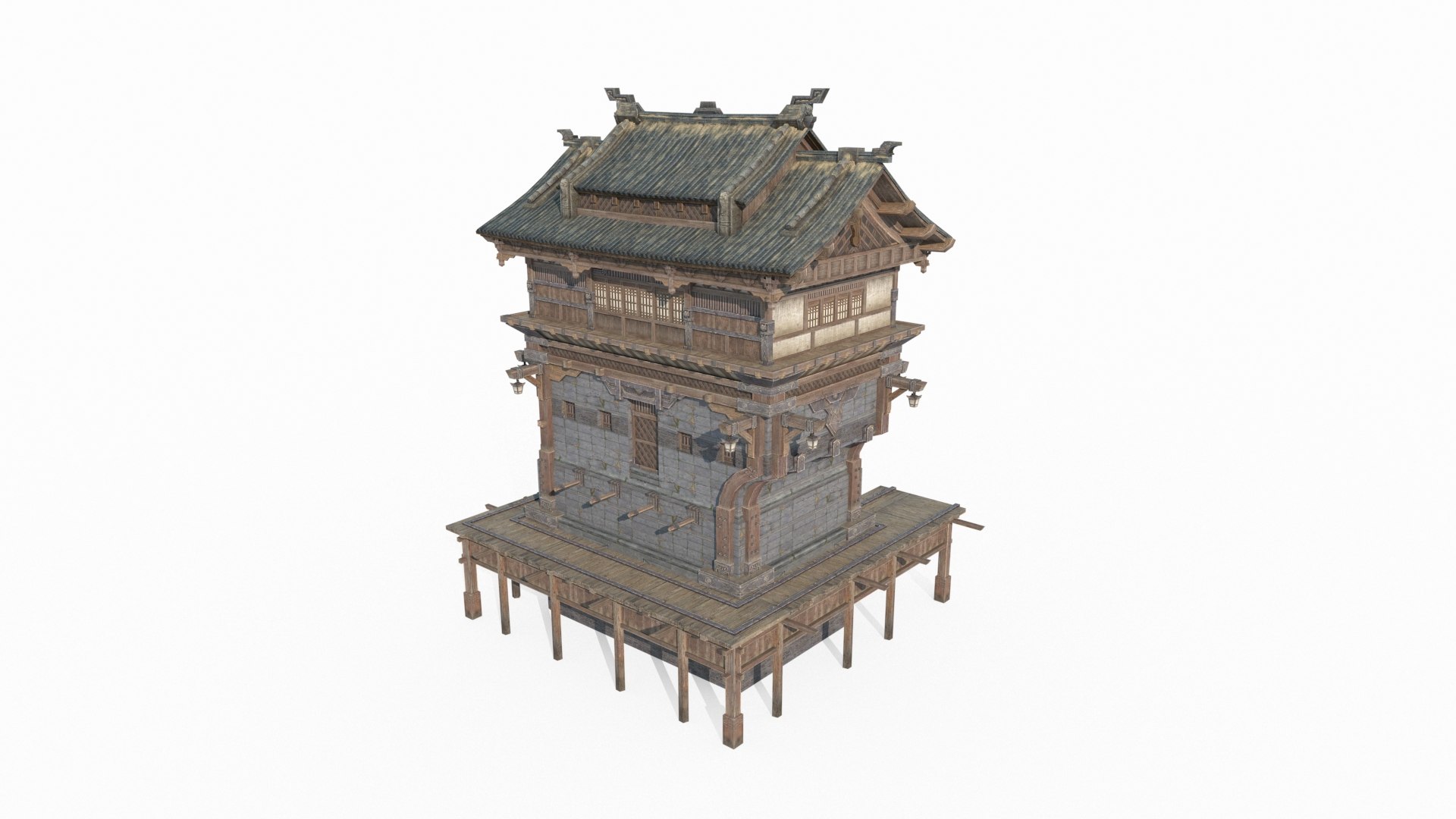 Ancient Asian Architectural Defense Buildings 3D Model - TurboSquid 2090104